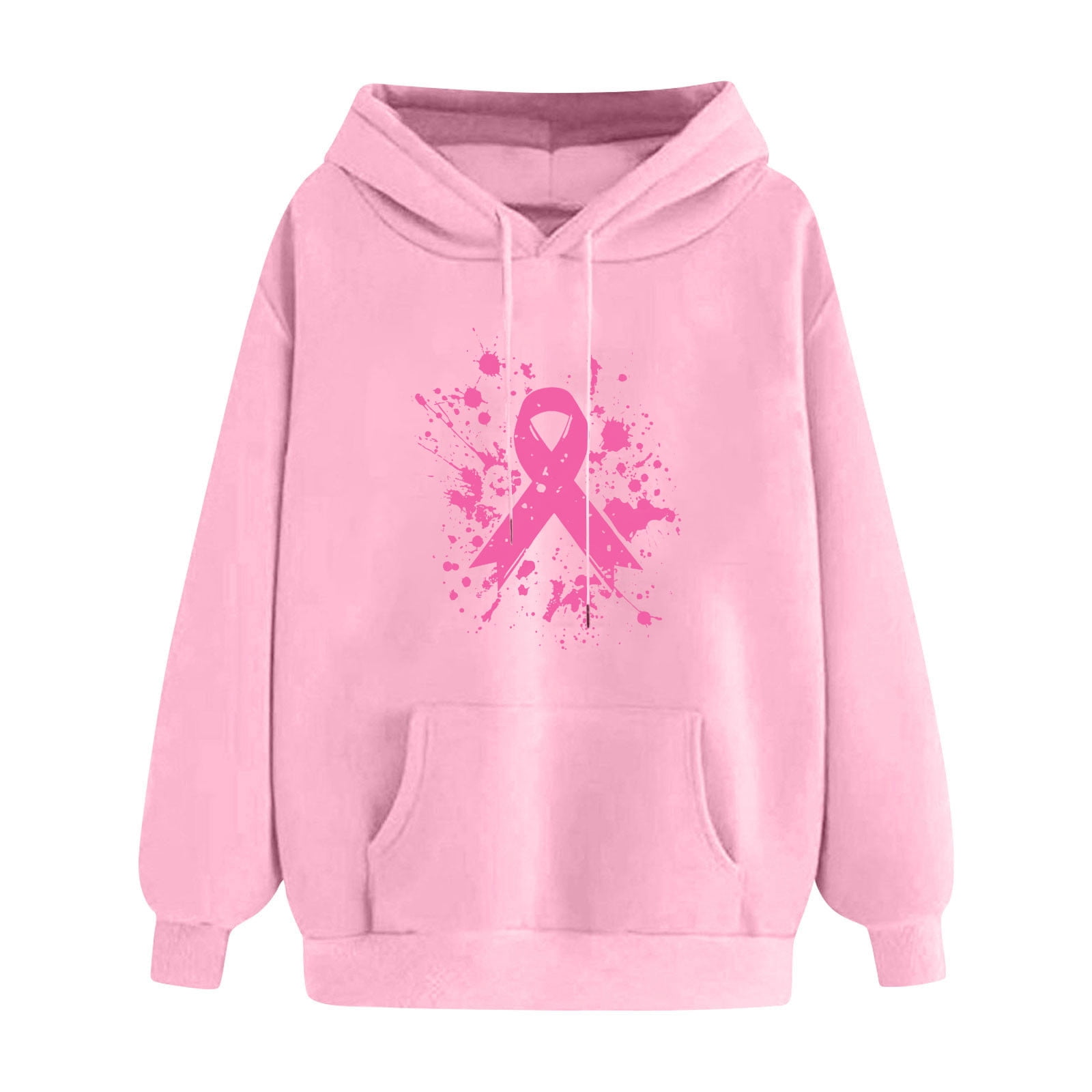 Breast Cancer Awareness Hoodies for Women Pink Ribbon Hooded Sweatshirt ...