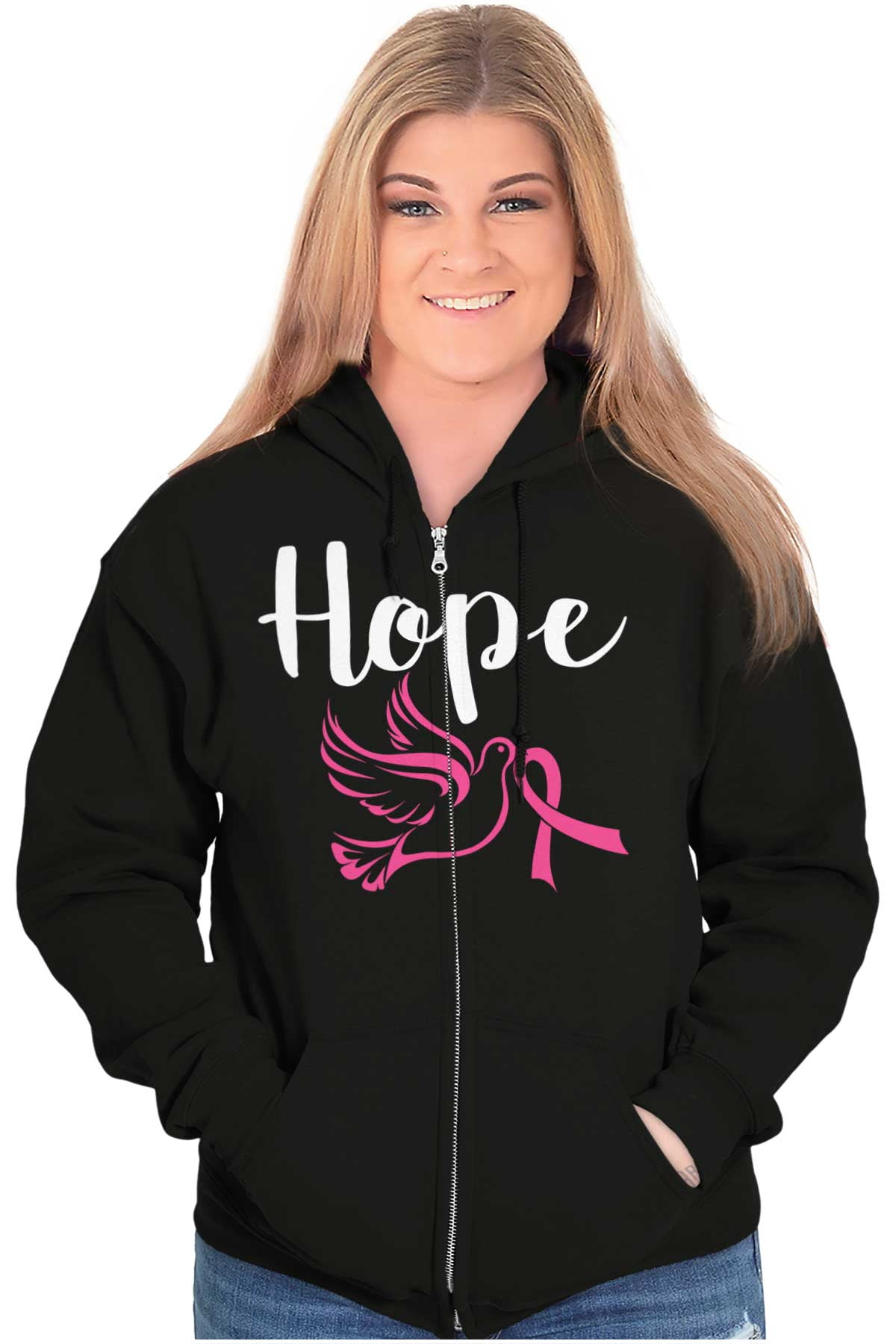 Breast Cancer Awareness Hope Dove Women Plus Size Zipper Hoodie Brisco ...