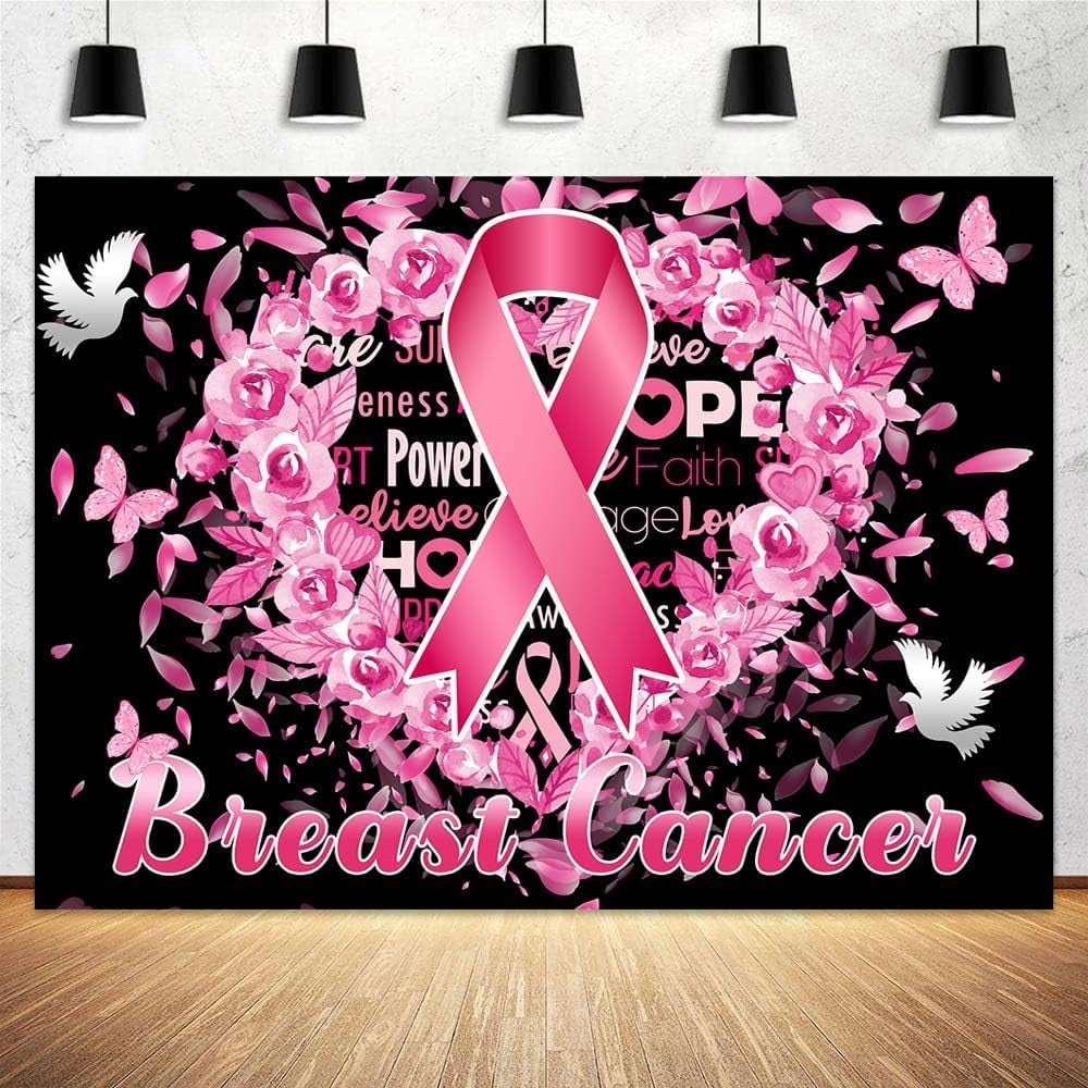 Breast Cancer Awareness Inspirational Backdrop Pink Ribbon Party ...