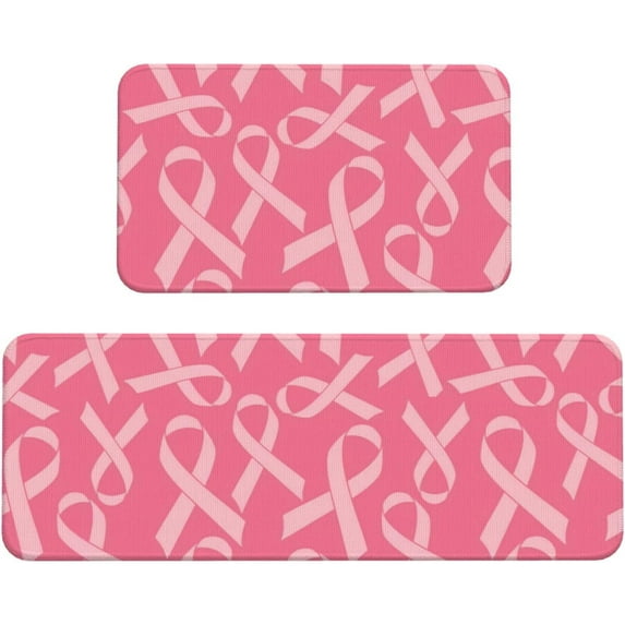 Breast Cancer Awareness Kitchen Mats Set of 2, Memory Foam Floor Mats ...