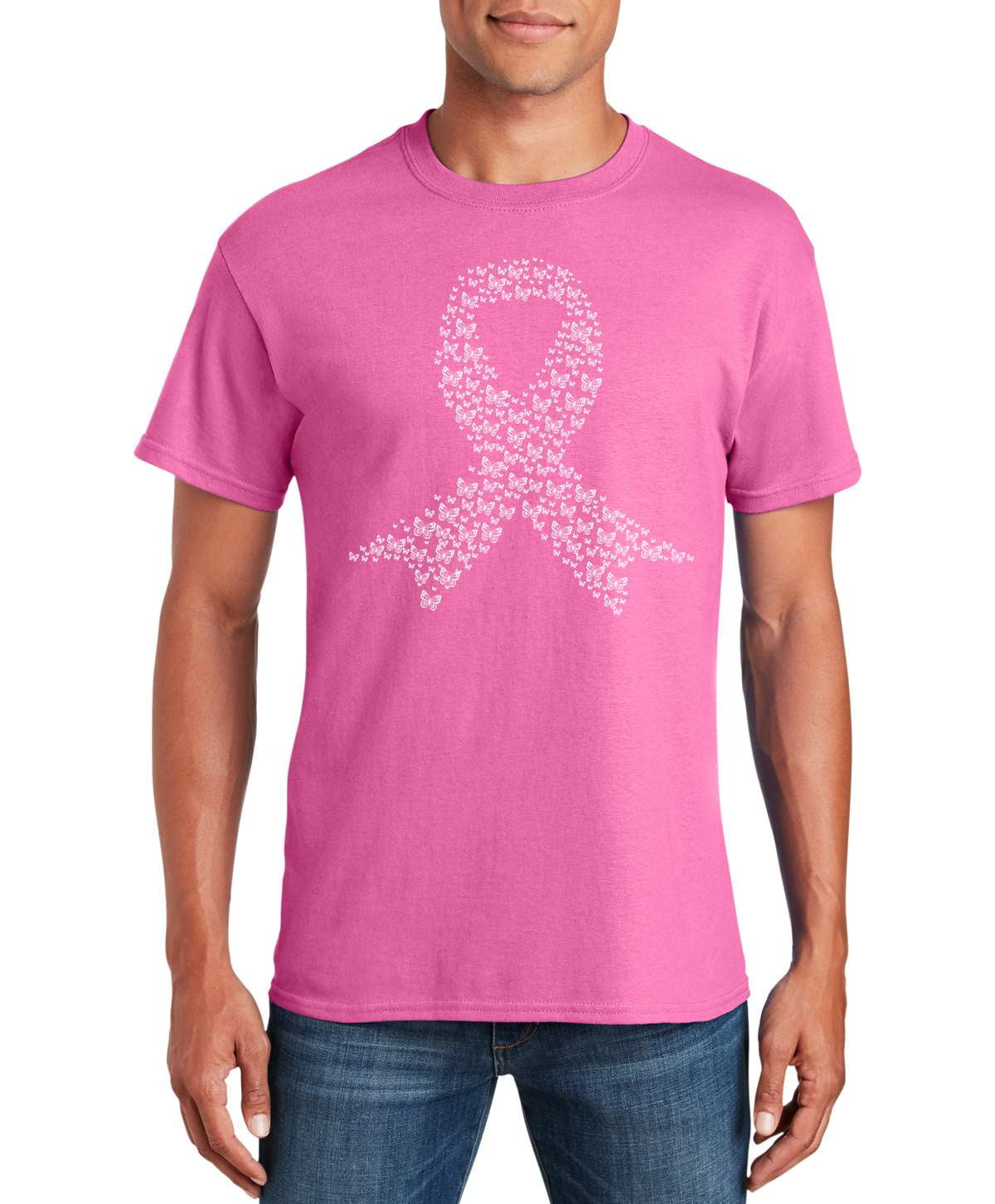 Breast Cancer Awareness Men Pink Ribbon Butterfly Figured Motivational ...