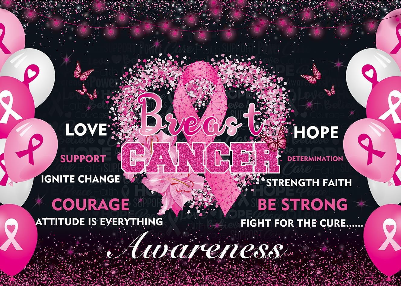Breast Cancer Awareness Month Banner Backdrop Pink Ribbon Awareness ...