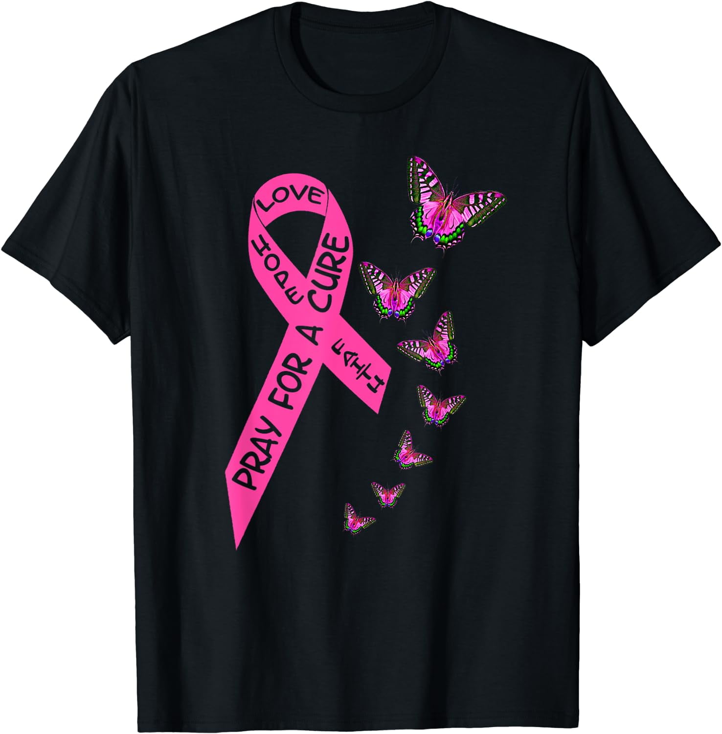 Breast Cancer Awareness Month Women Religious Butterflies T-Shirt Black ...