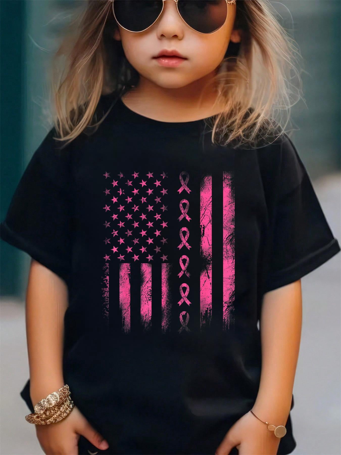 Breast Cancer Awareness - Pink Ribbon American Flag Women Kids Men Kids ...