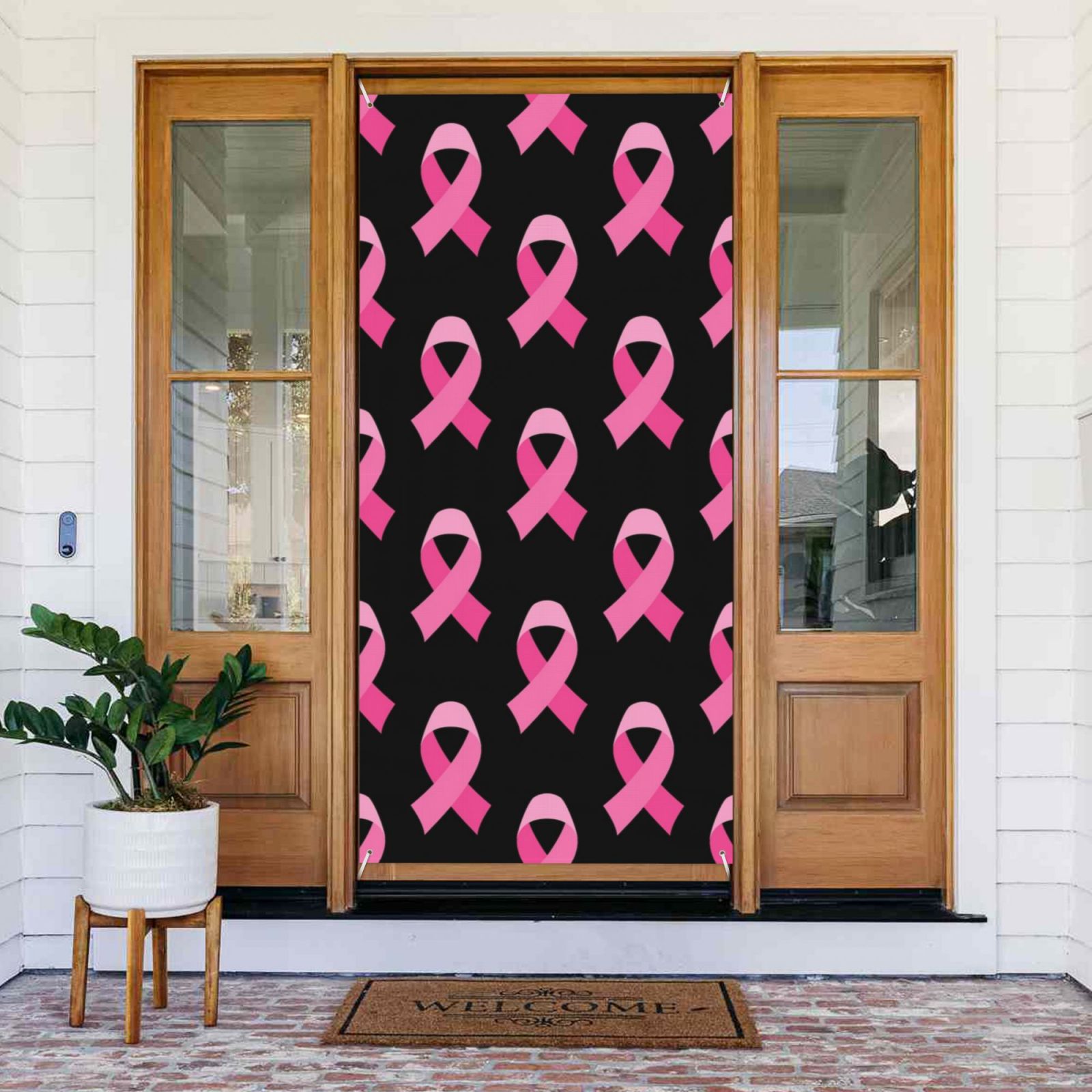 Breast Cancer Awareness Pink Ribbon Door Cover Decoration Backdrop ...