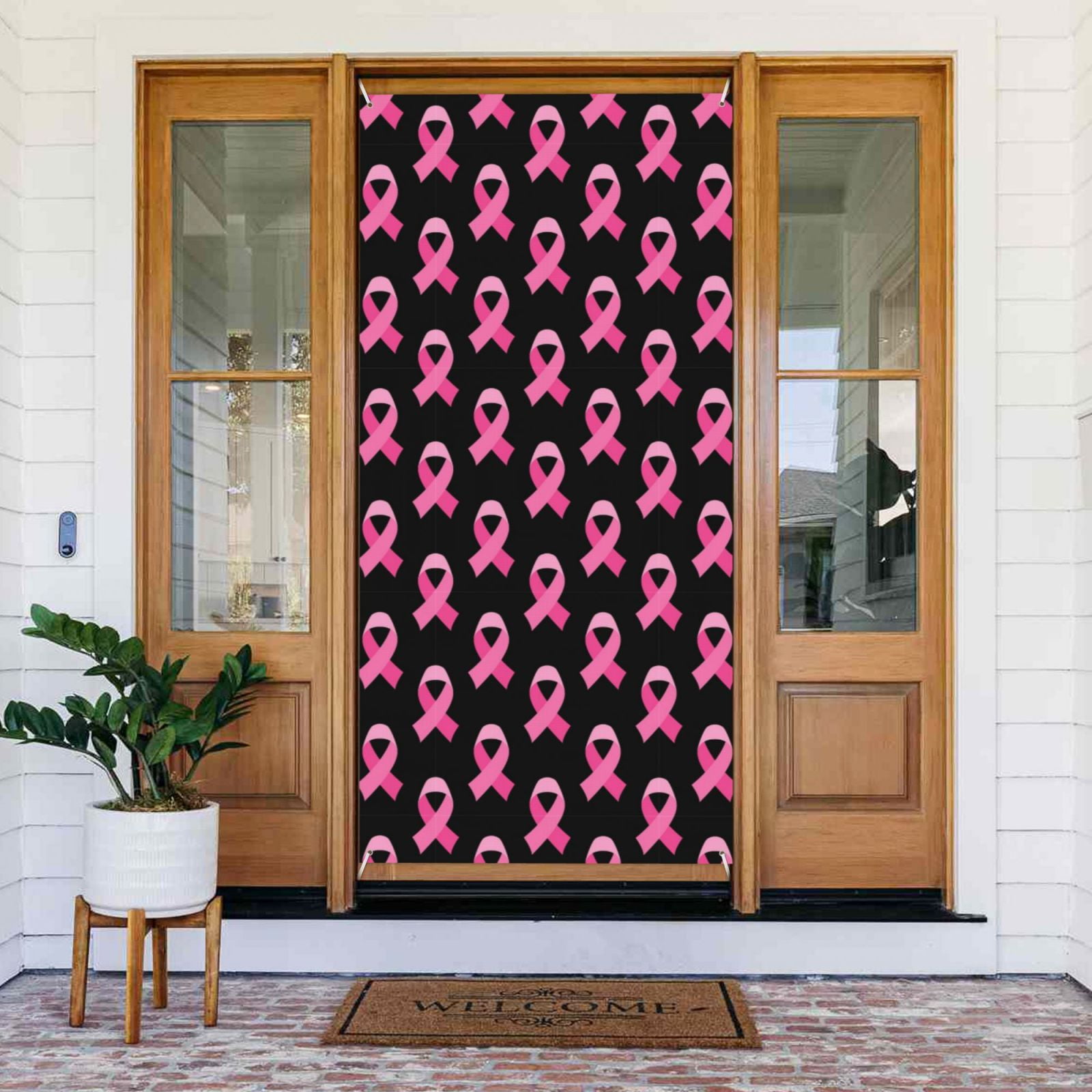Breast Cancer Awareness Pink Ribbon Door Cover Decoration Backdrop ...