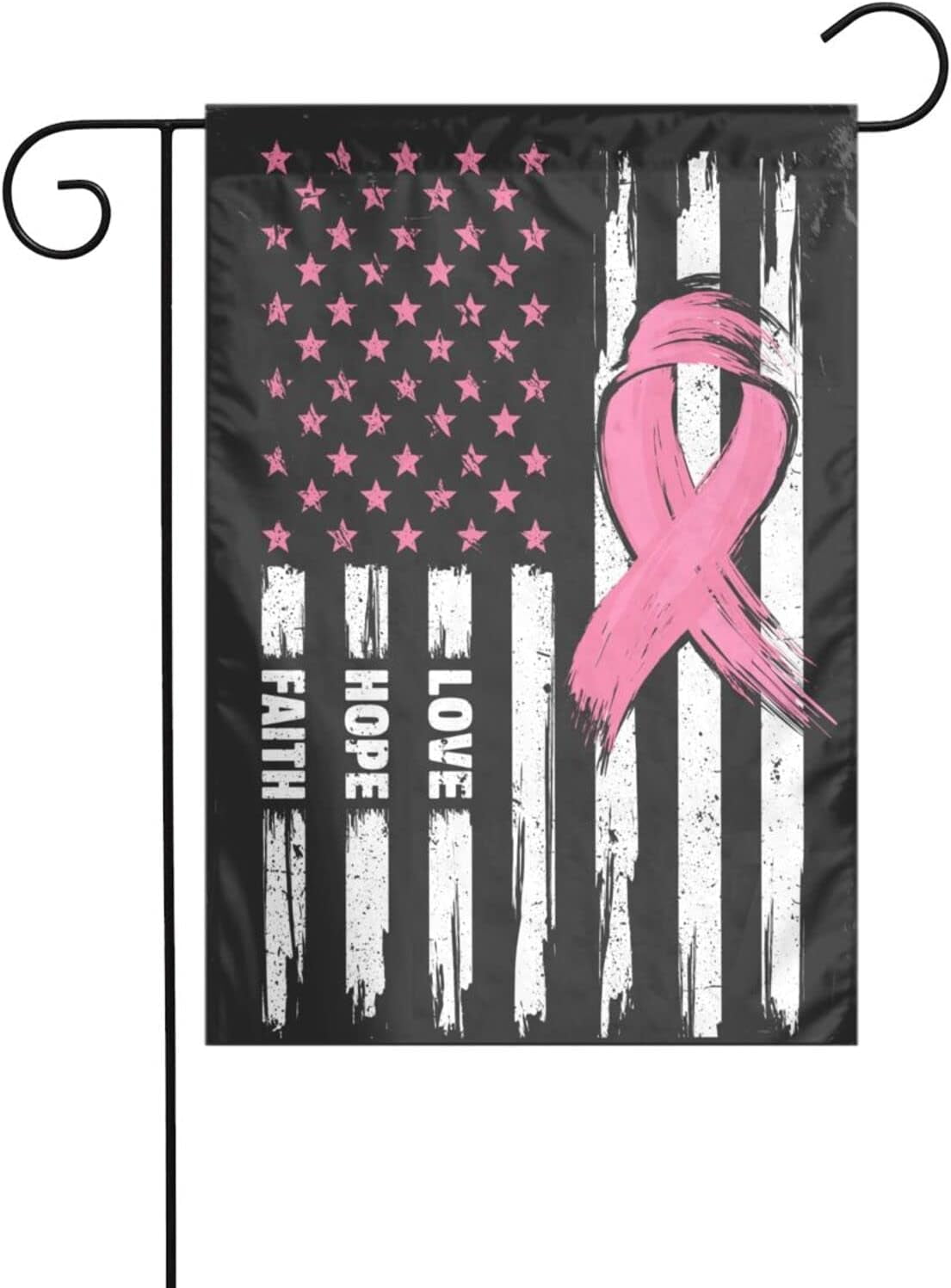 Breast Cancer Awareness Pink Ribbon Flag Double Side Faith Hope Love ...