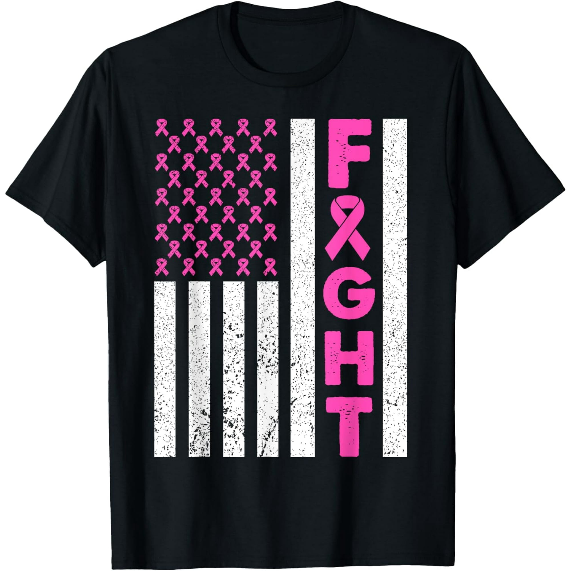 Breast Cancer Awareness Pink Ribbon Flag FIGHT for Unisex Cotton Short ...