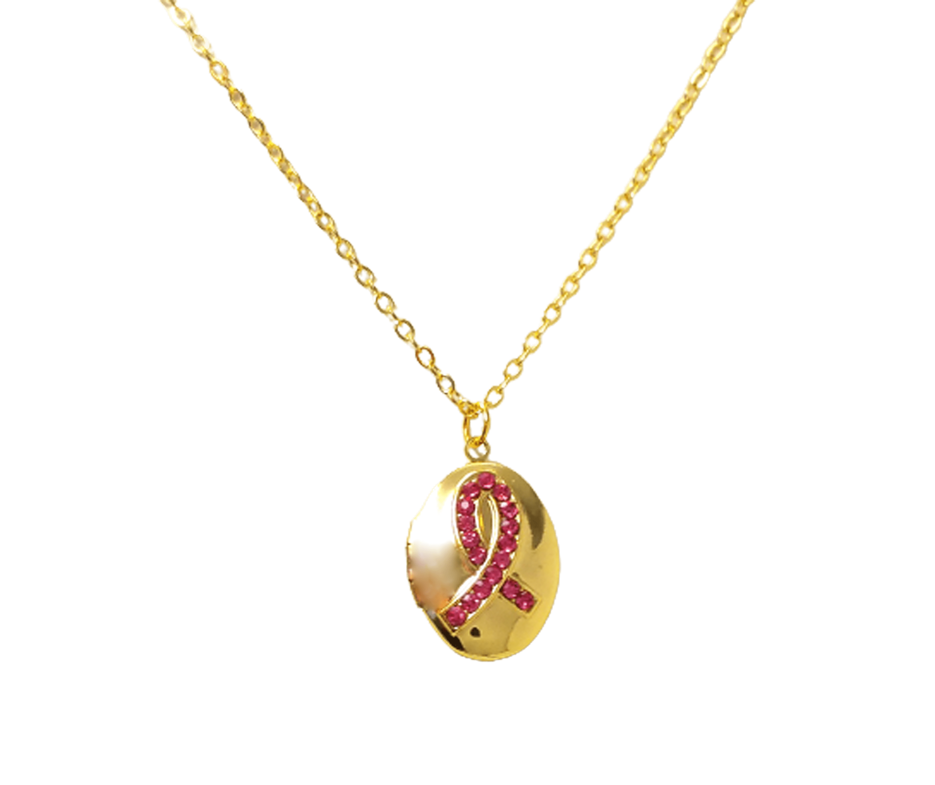 Breast Cancer Awareness Pink Ribbon Locket Necklace - Walmart.com