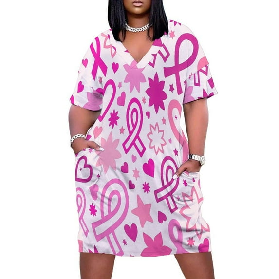 Breast Cancer Awareness Pink Ribbon Loose Pocket Dress Dresses Summer ...