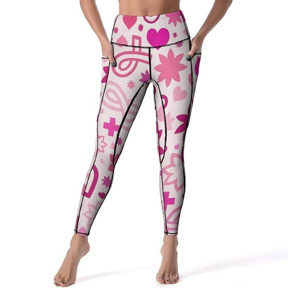Breast Cancer Awareness Pink Ribbon Pants Leggings for Fitness Fitness ...