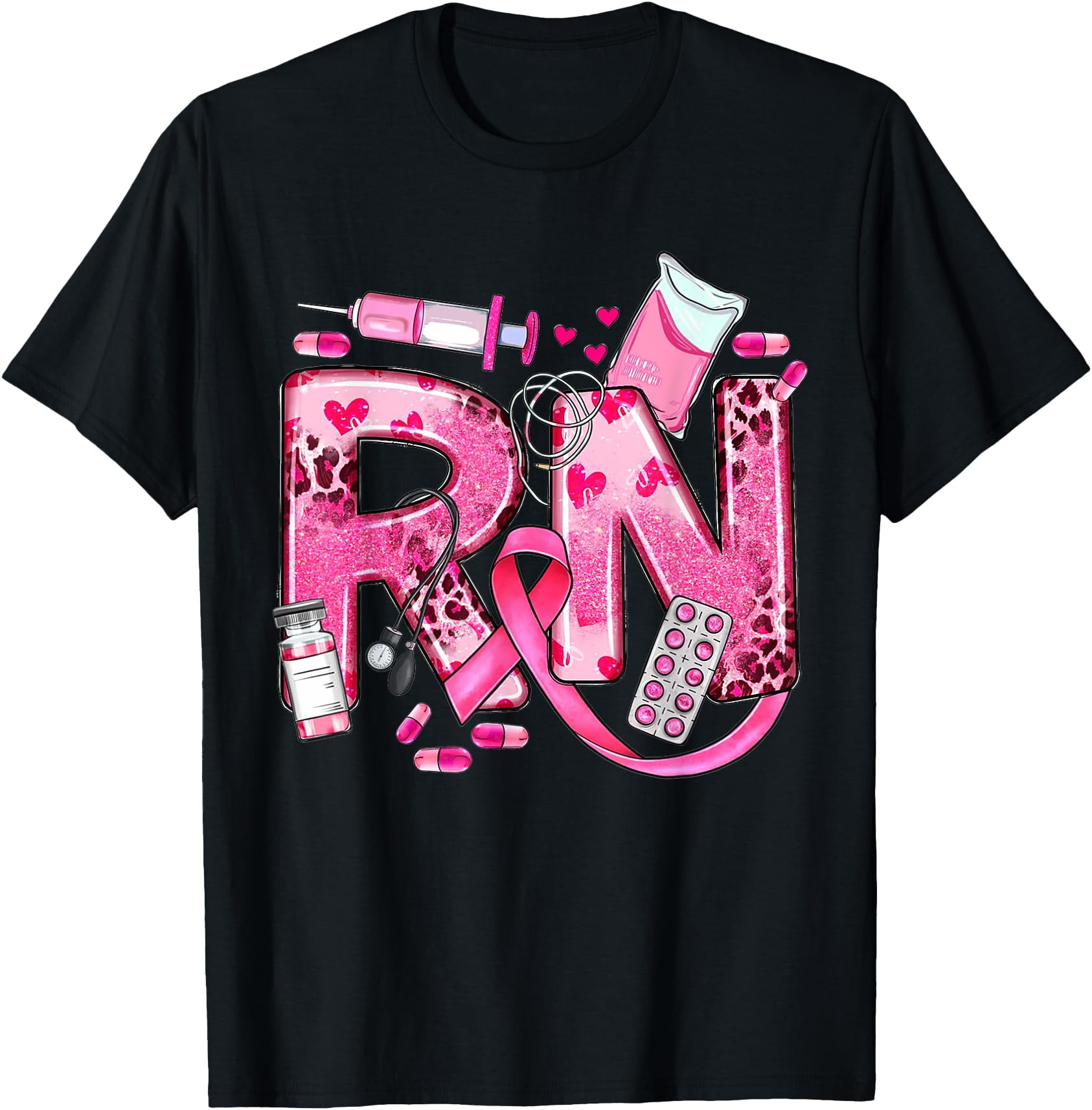 Breast Cancer Awareness Pink Ribbon RN Life T-Shirt for Nurses and ...