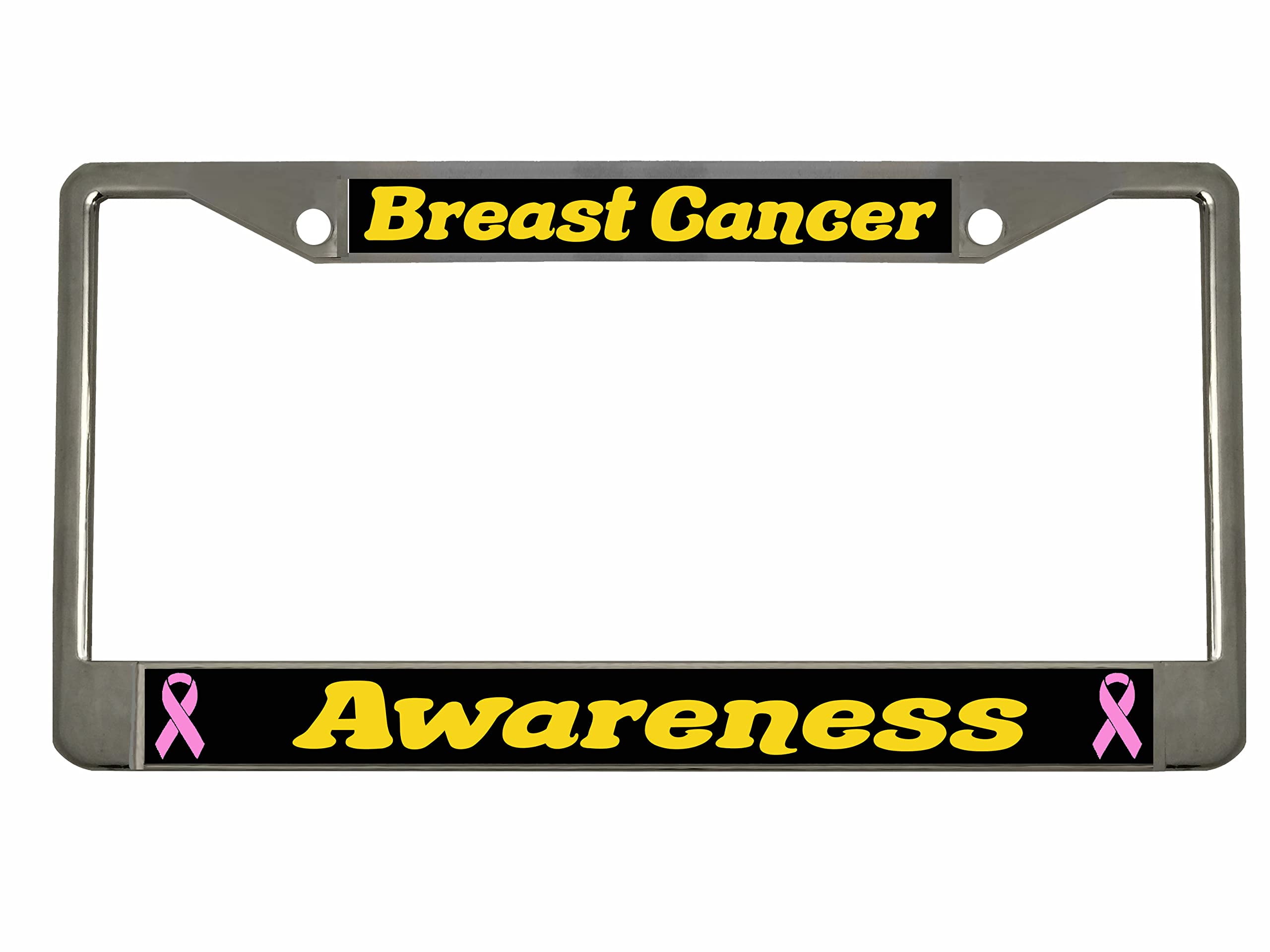 Breast Cancer Awareness Pink Ribbon Style Metal License Plate Frame ...