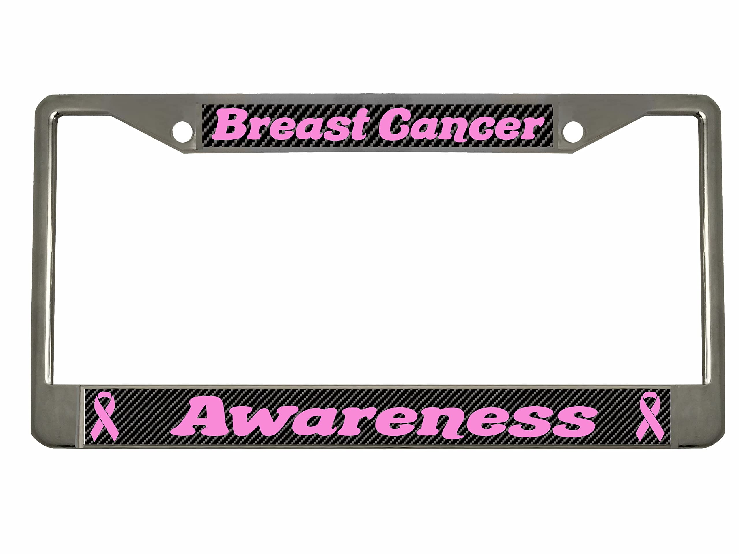 Breast Cancer Awareness Pink Ribbon Style Metal License Plate Frame ...