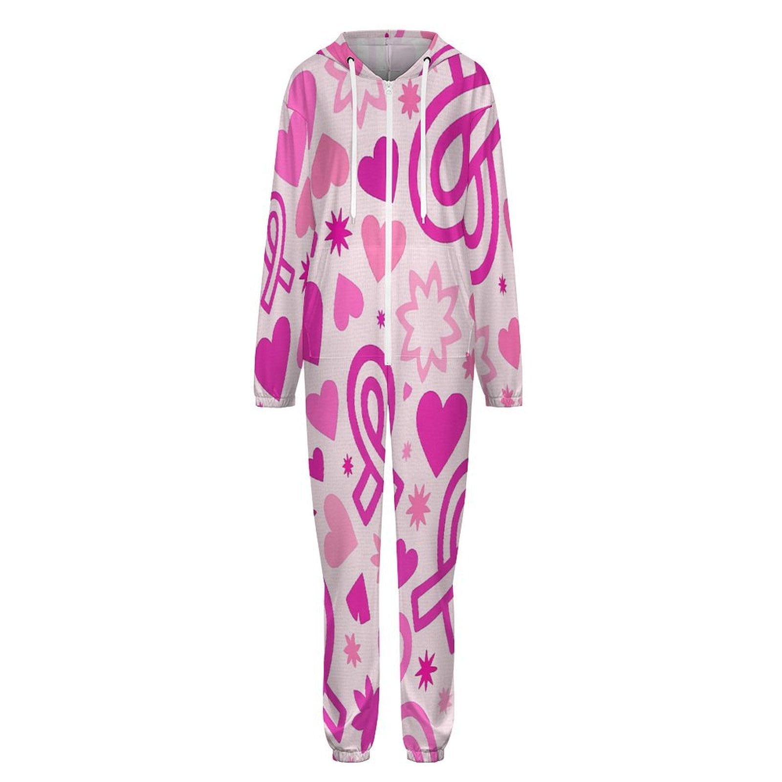Breast Cancer Awareness Pink Ribbon Unisex Adult Onesie Pajamas with ...