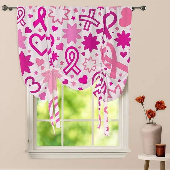 Breast Cancer Awareness Pink Ribbon Window Curtain for Living Room ...