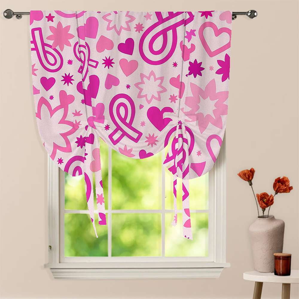 Breast Cancer Awareness Pink Ribbon Window Curtain for Living Room ...