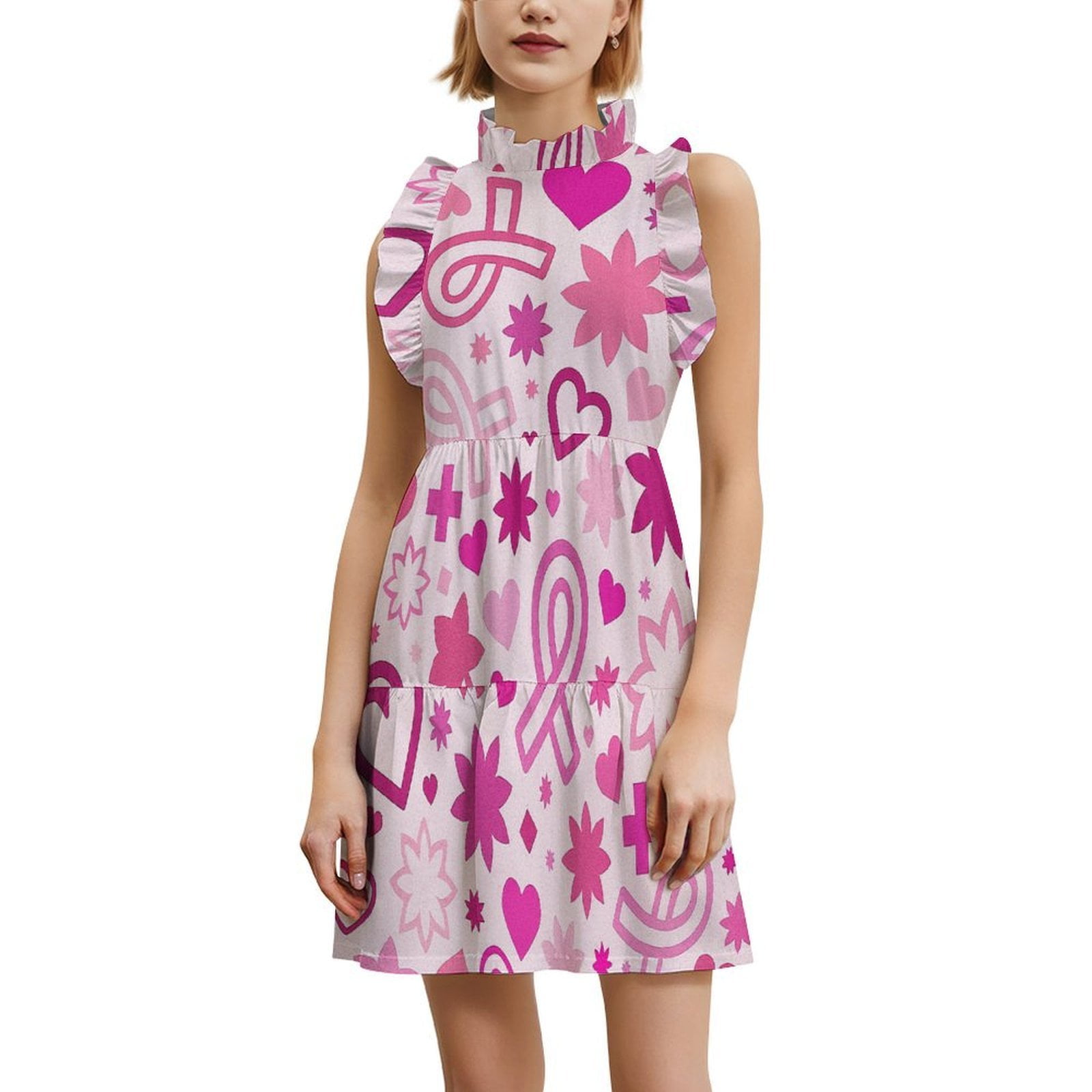 Breast Cancer Awareness Pink Ribbon Women's Fashion Casual Dress Summer ...