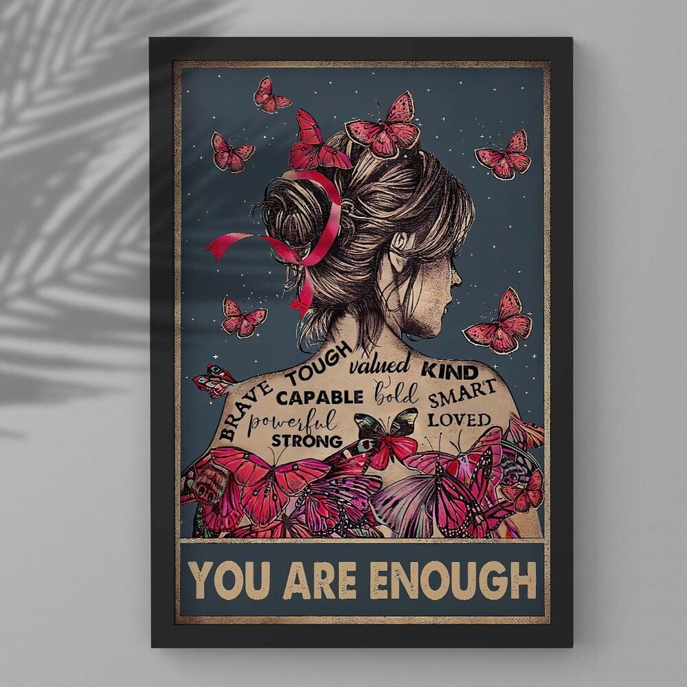 Breast Cancer Awareness Poster Poster, You Are Enough Butterflies Wall ...