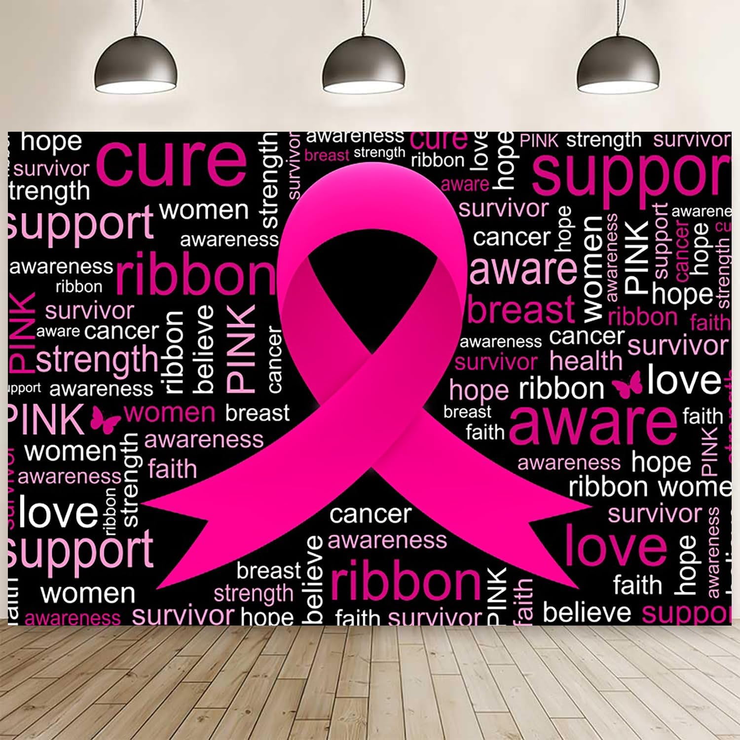 Breast Cancer Awareness Pretty Backdrop Pink Ribbon Inspirational ...