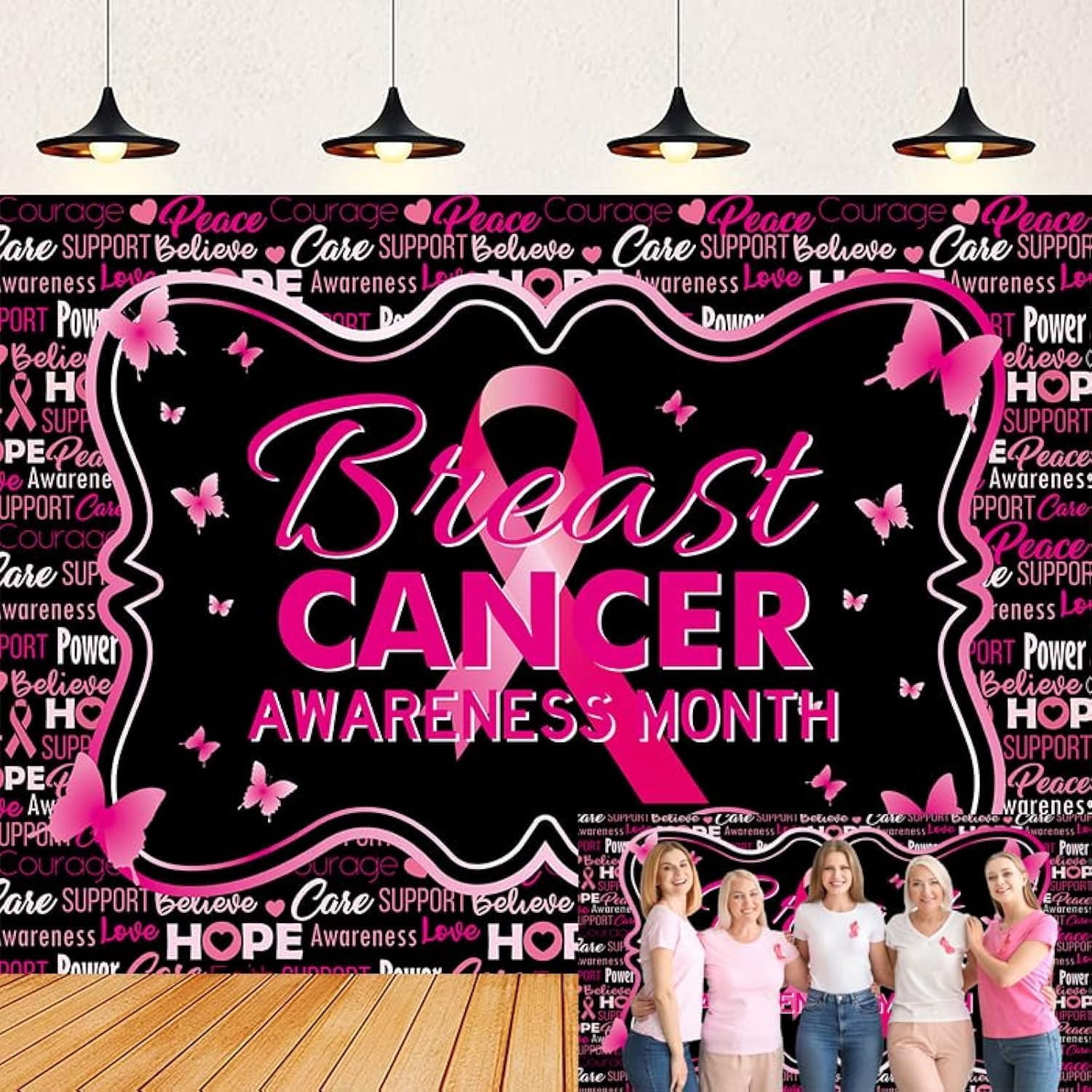 Breast Cancer Awareness Pretty Backdrop Pink Ribbon Love Breast ...