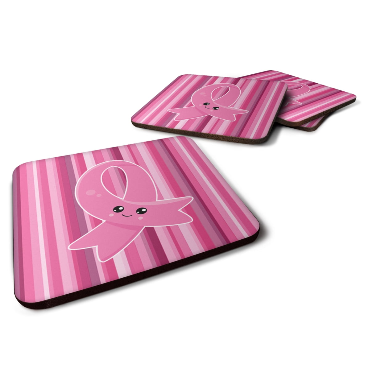 Breast Cancer Awareness Ribbon Face Foam Coaster Set of 4 - Walmart.com