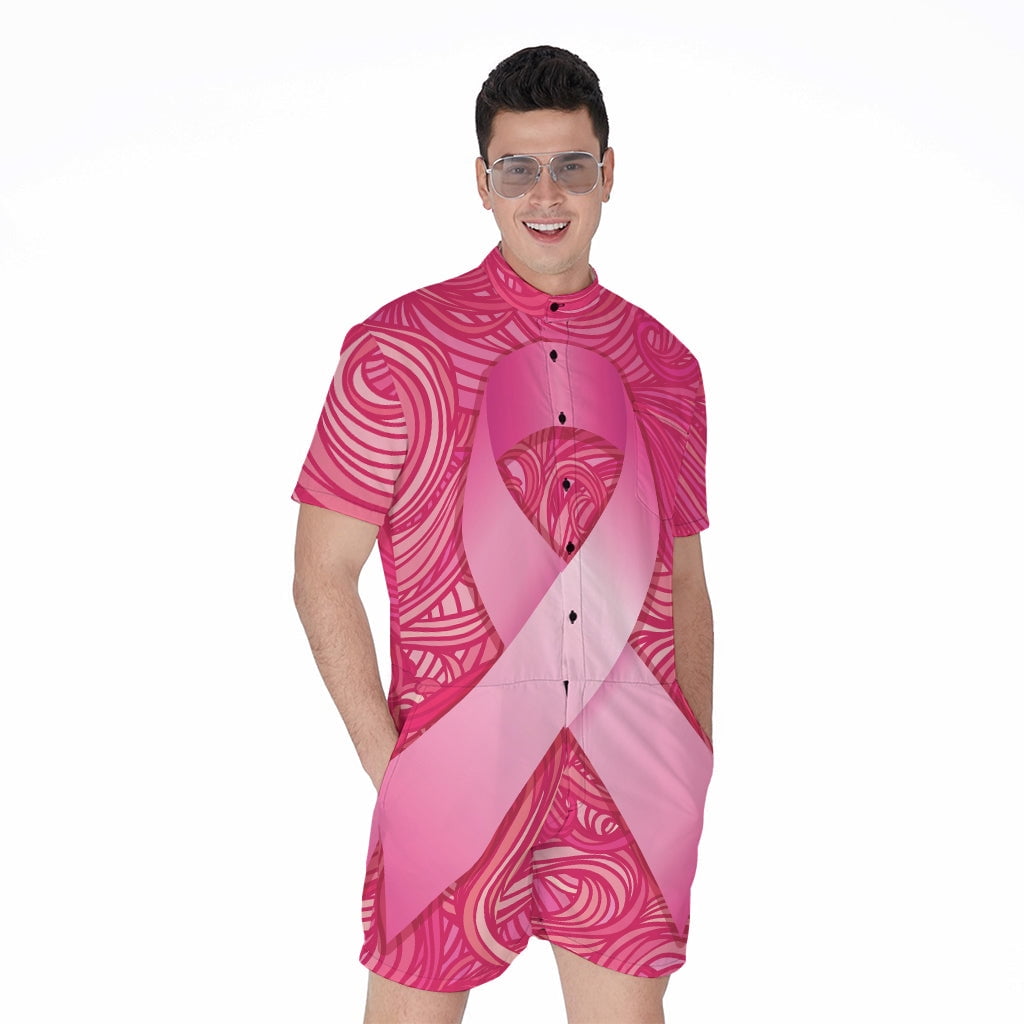 Breast Cancer Awareness Ribbon Short Sleeve Men'S Rompers, Breast ...