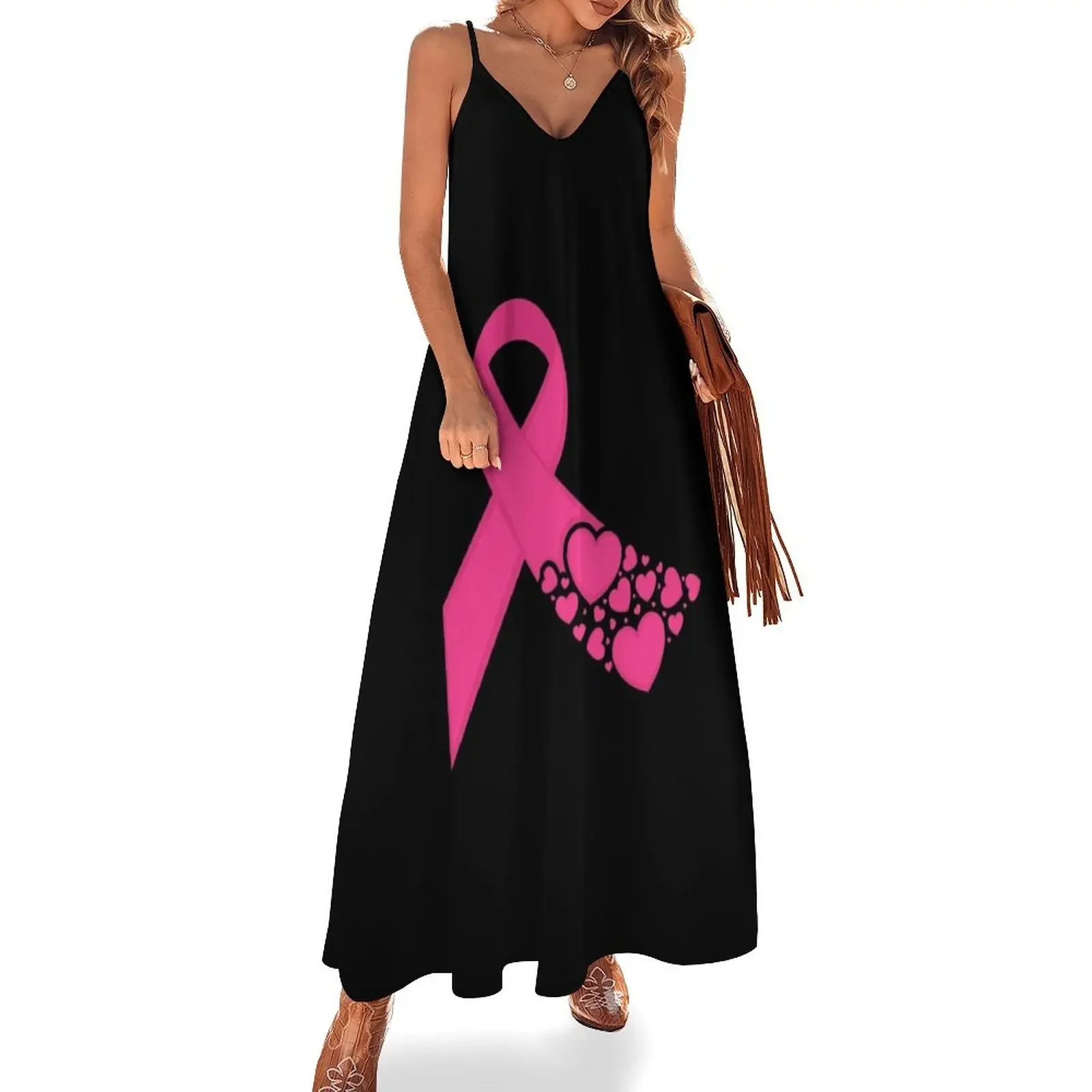 Breast Cancer Awareness Ribbon Sleeveless Dress evening dresses women ...