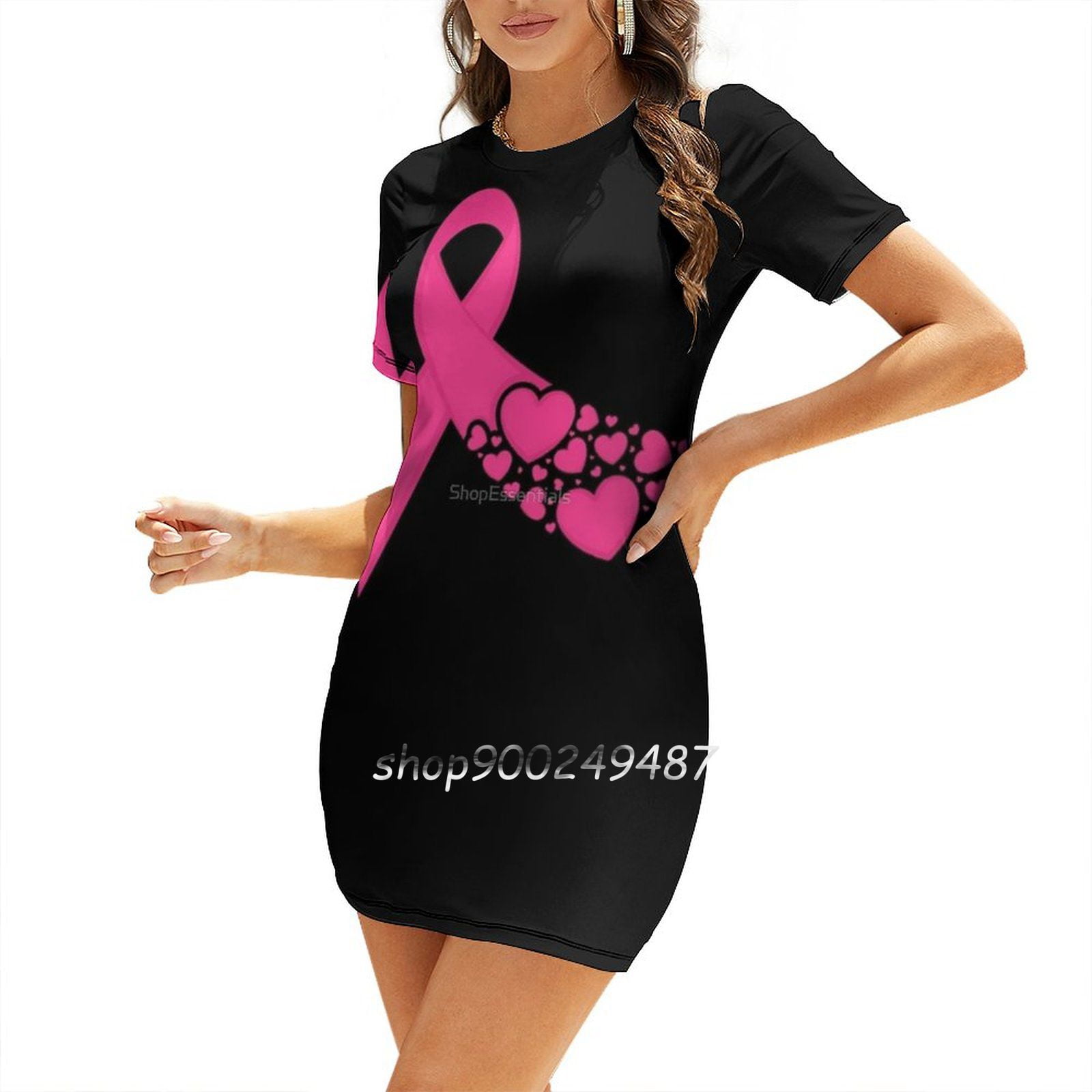 Breast Cancer Awareness Ribbon Sweet Elegant Dress Women Korean Kawaii ...
