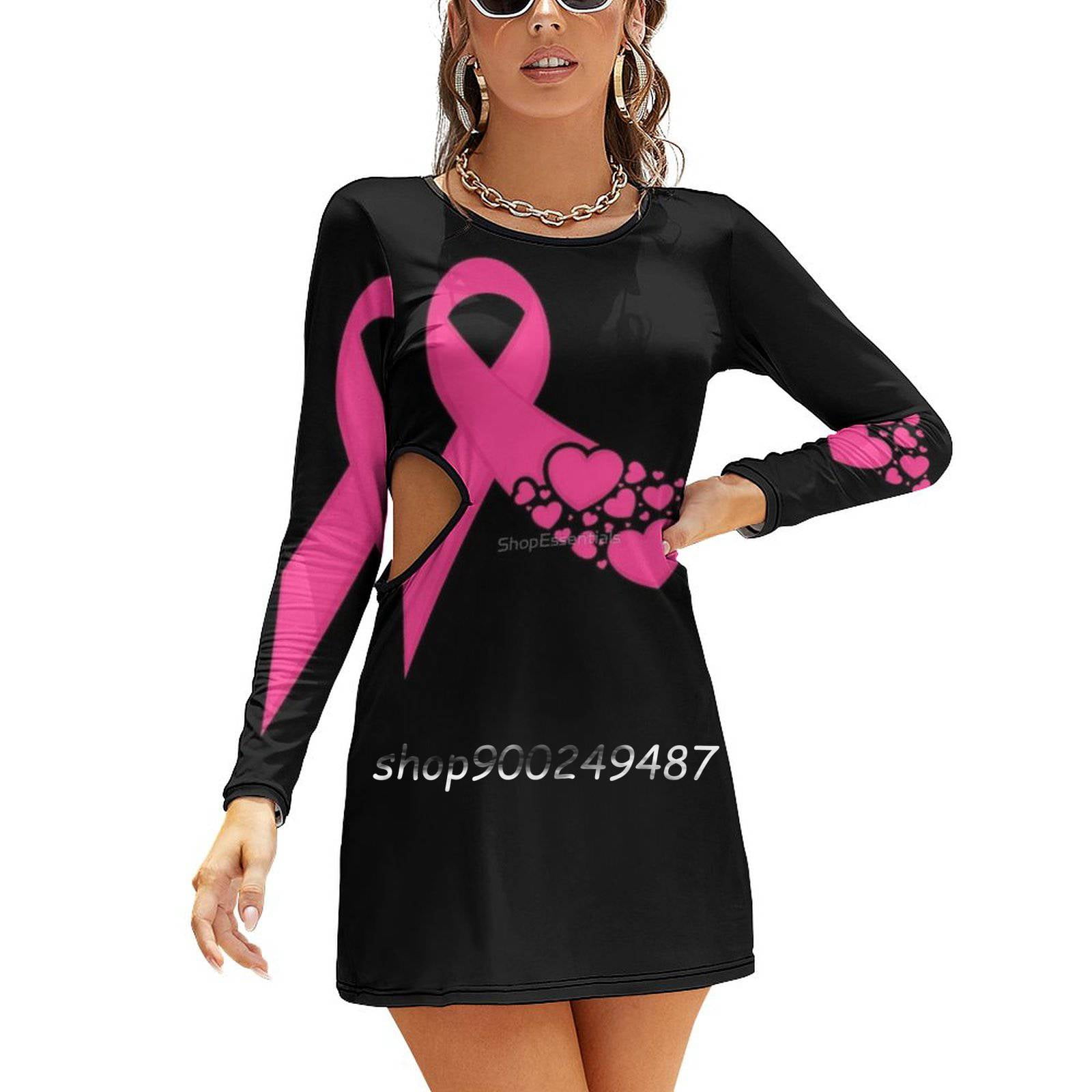 Breast Cancer Awareness Ribbon Sweet Elegant Dress Women Korean Kawaii ...