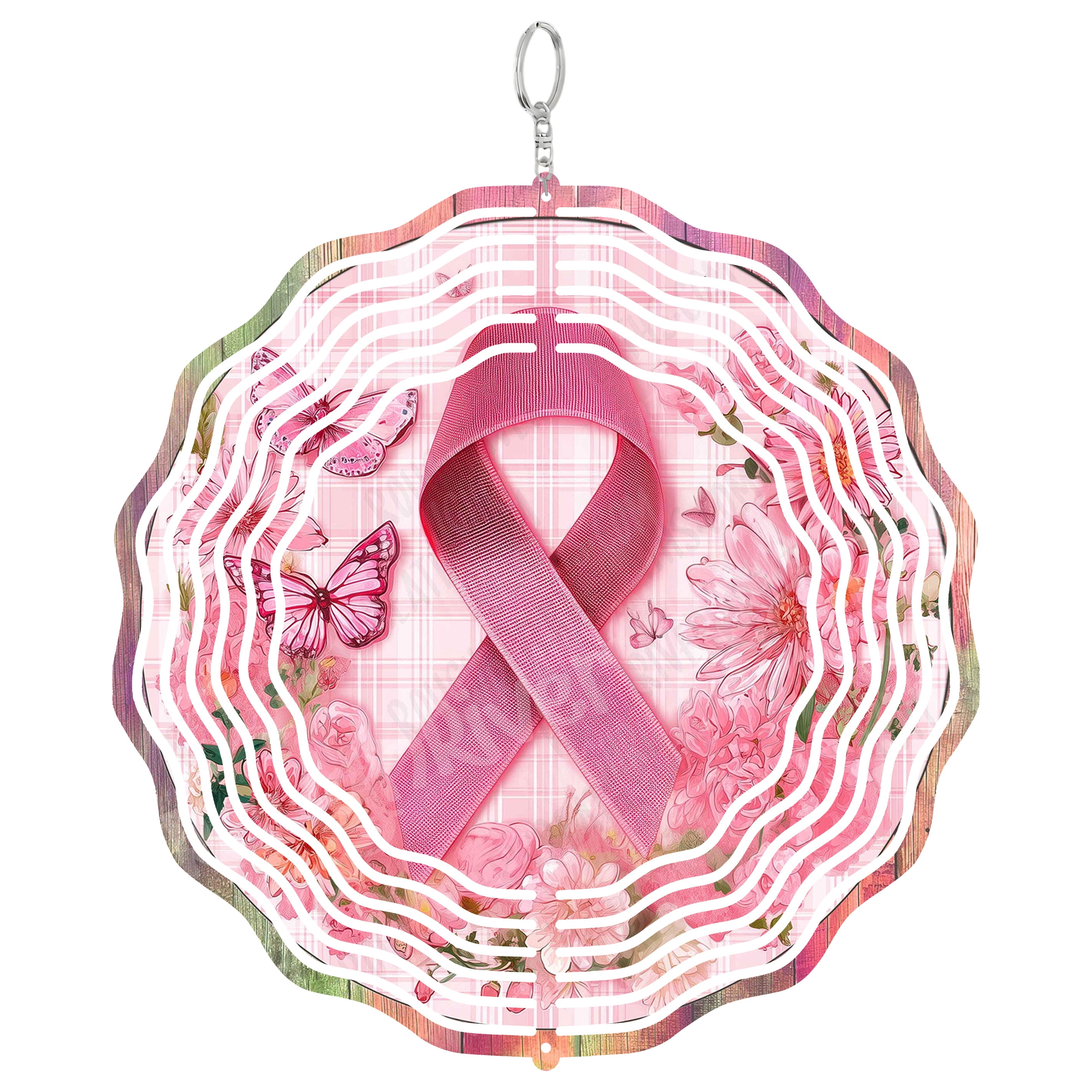 Breast Cancer Awareness Ribbon Wind Spinner Metal Outdoor Decor ...