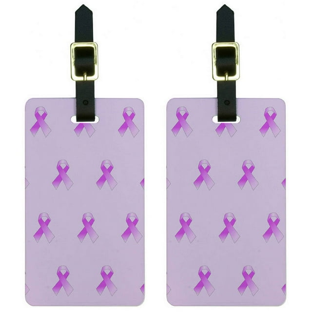 Breast Cancer Awareness Ribbons Luggage Tags Suitcase Carry-On ID, Set ...