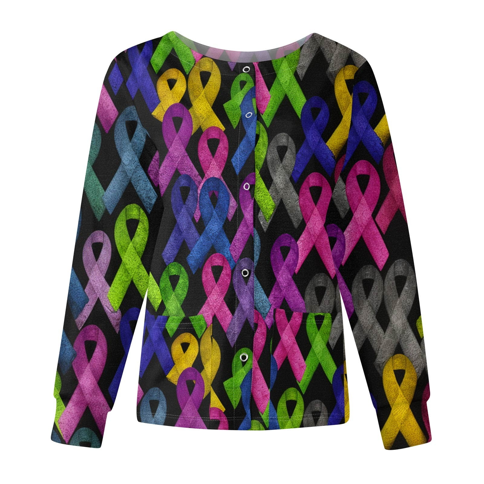 Breast Cancer Awareness Scrubs Jackets for Women Scrub Shirts Pink ...