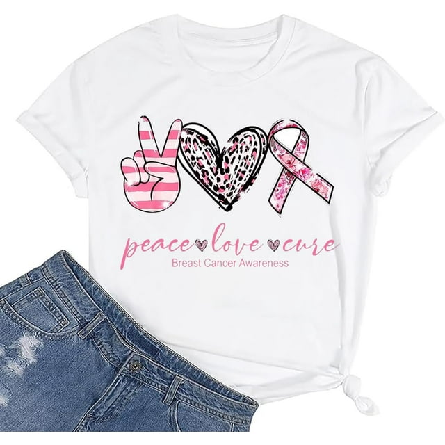 Breast Cancer Awareness Shirts Women Pink Ribbon T-Shirts Cancer ...