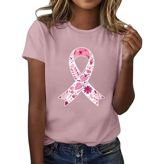 Cancer Awareness Shirts for Women Pink Ribbon Print Spread The Hope ...