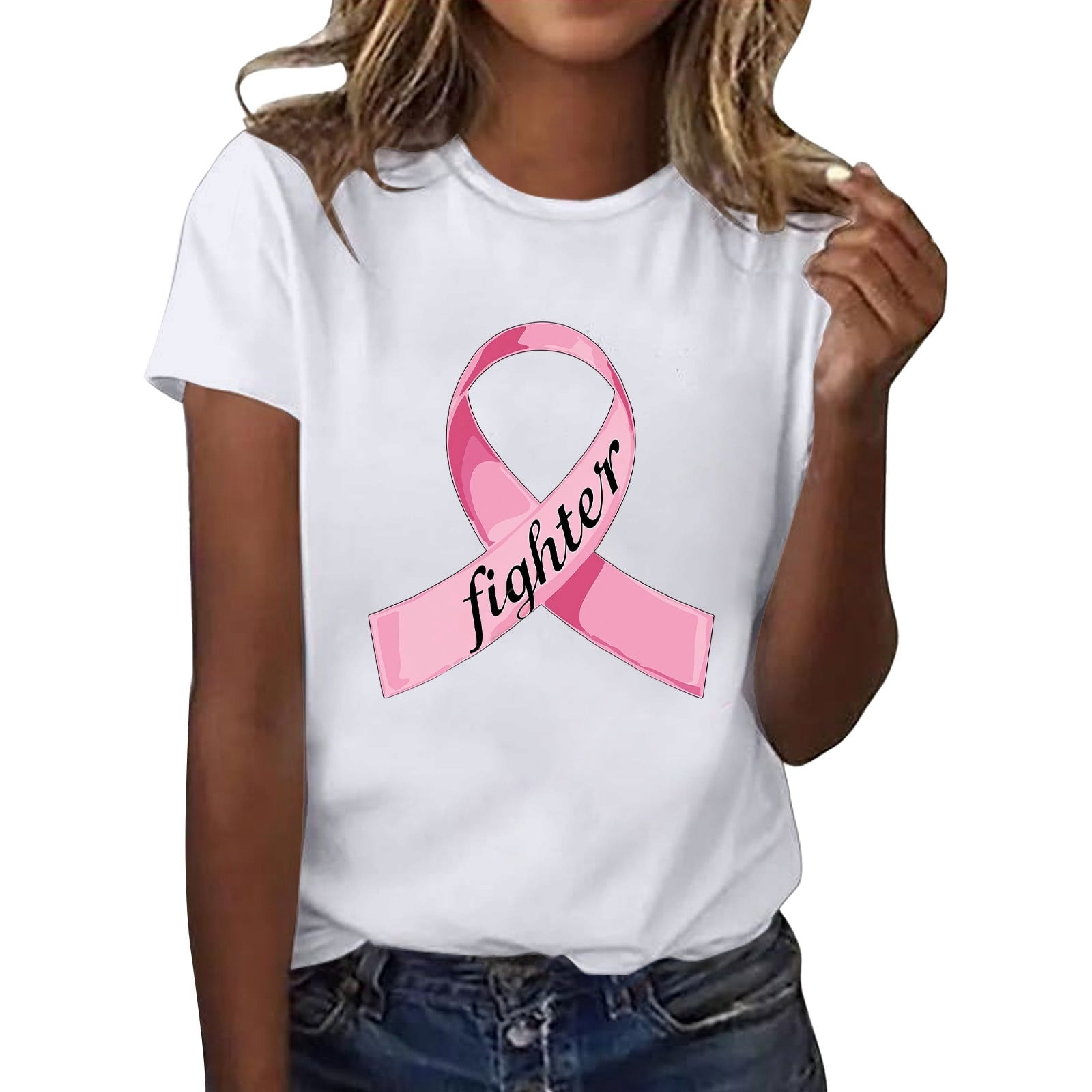 Cancer Awareness Shirts for Women Pink Ribbon Print Spread The Hope ...