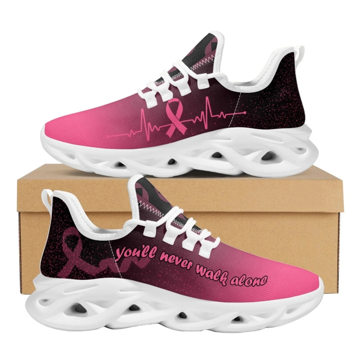 Breast Cancer Awareness Sneakers Women Faith Hope Love Breathable High ...