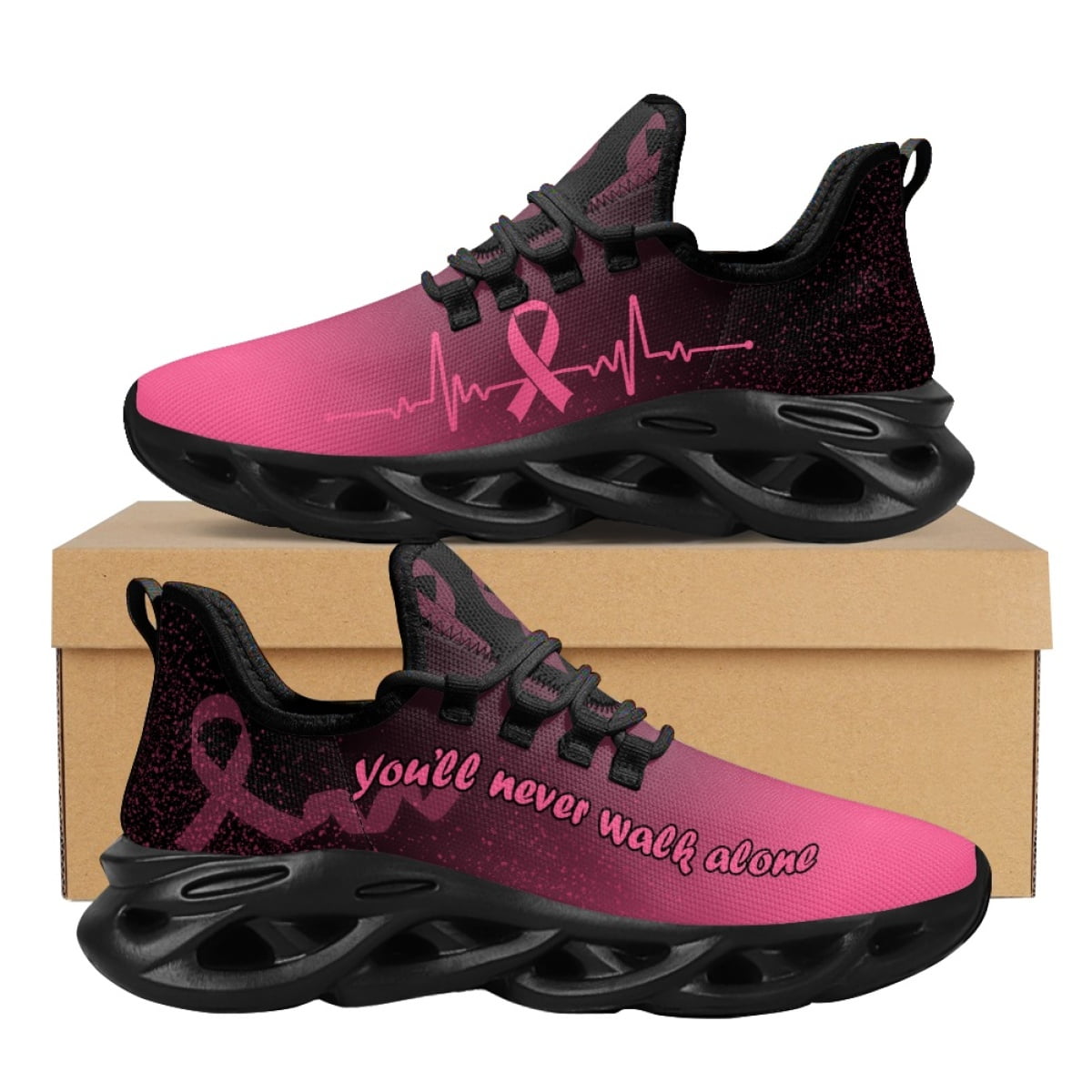 Breast Cancer Awareness Sneakers Women Faith Hope Love Breathable High ...