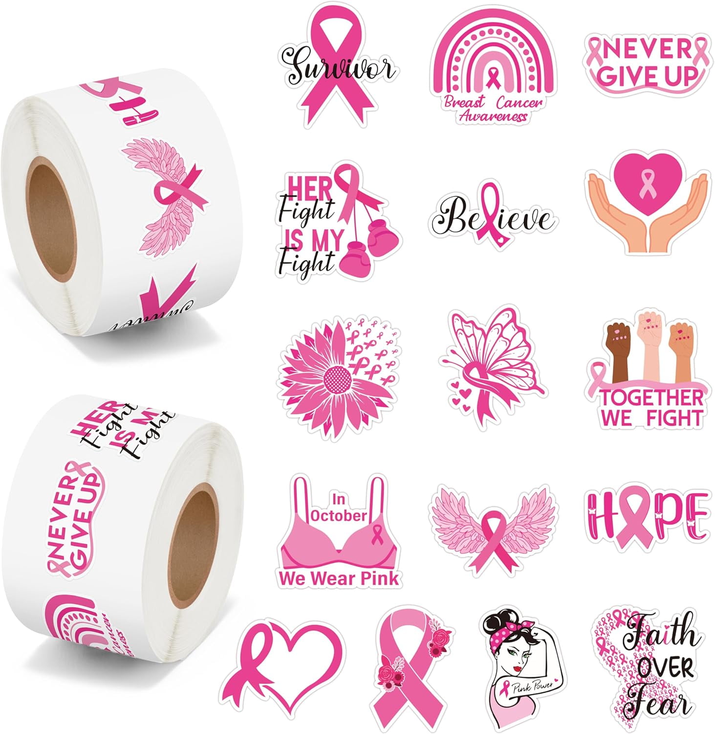 Breast Cancer Awareness Stickers - 1000Pcs Breast Cancer Awareness ...
