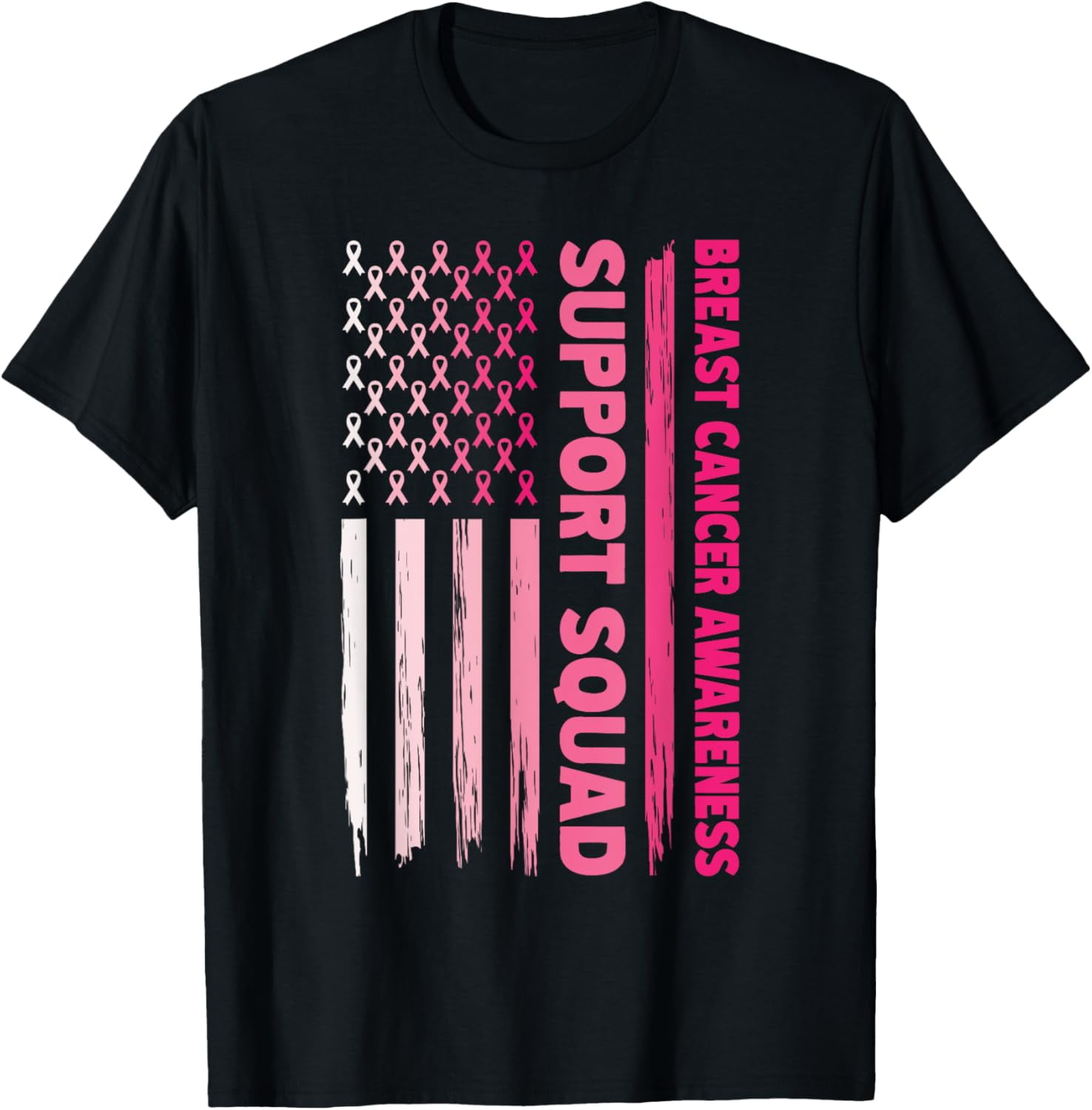 Breast Cancer Awareness Support Squad American Flag Warrior T-Shirt ...