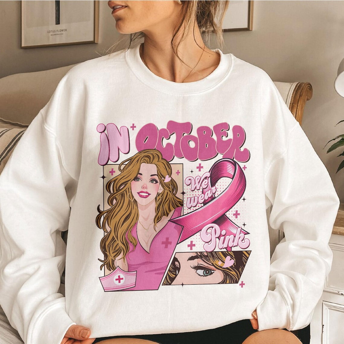 Breast Cancer Awareness Sweatshirt, Breast Cancer Month Crewneck ...