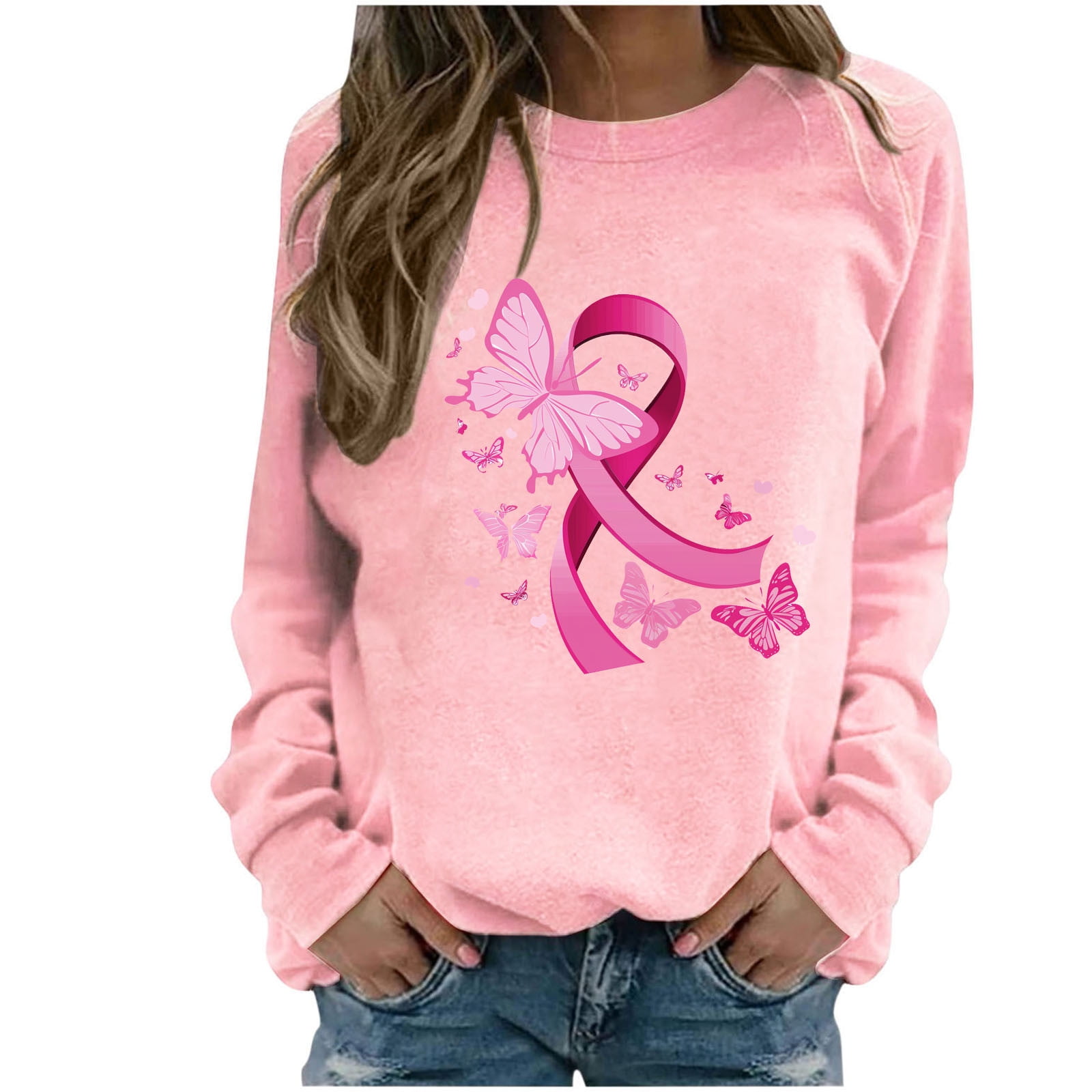 Breast Cancer Awareness Sweatshirts for Women October Pullover Tops ...