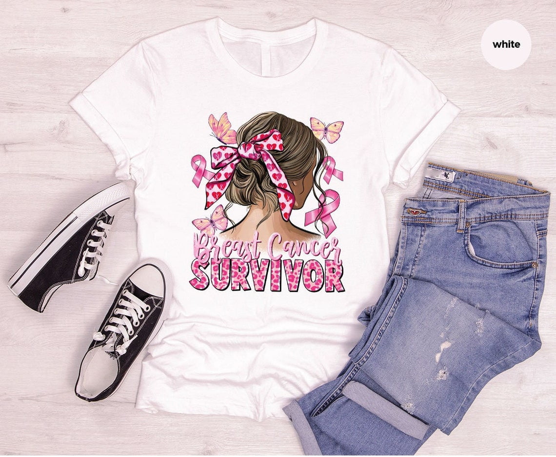 Breast Cancer Awareness T-Shirt, Cancer Support Gifts, Butterfly ...
