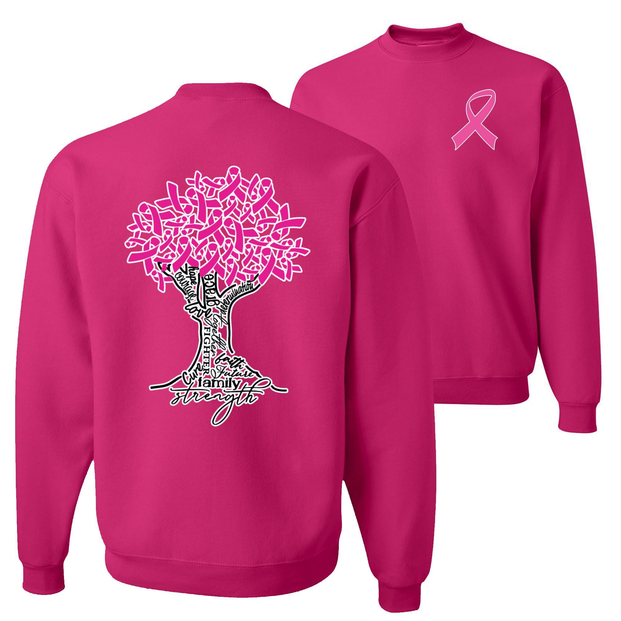 Breast Cancer Awareness Tree Family Pink Ribbon FRONT AND BACK Mens ...