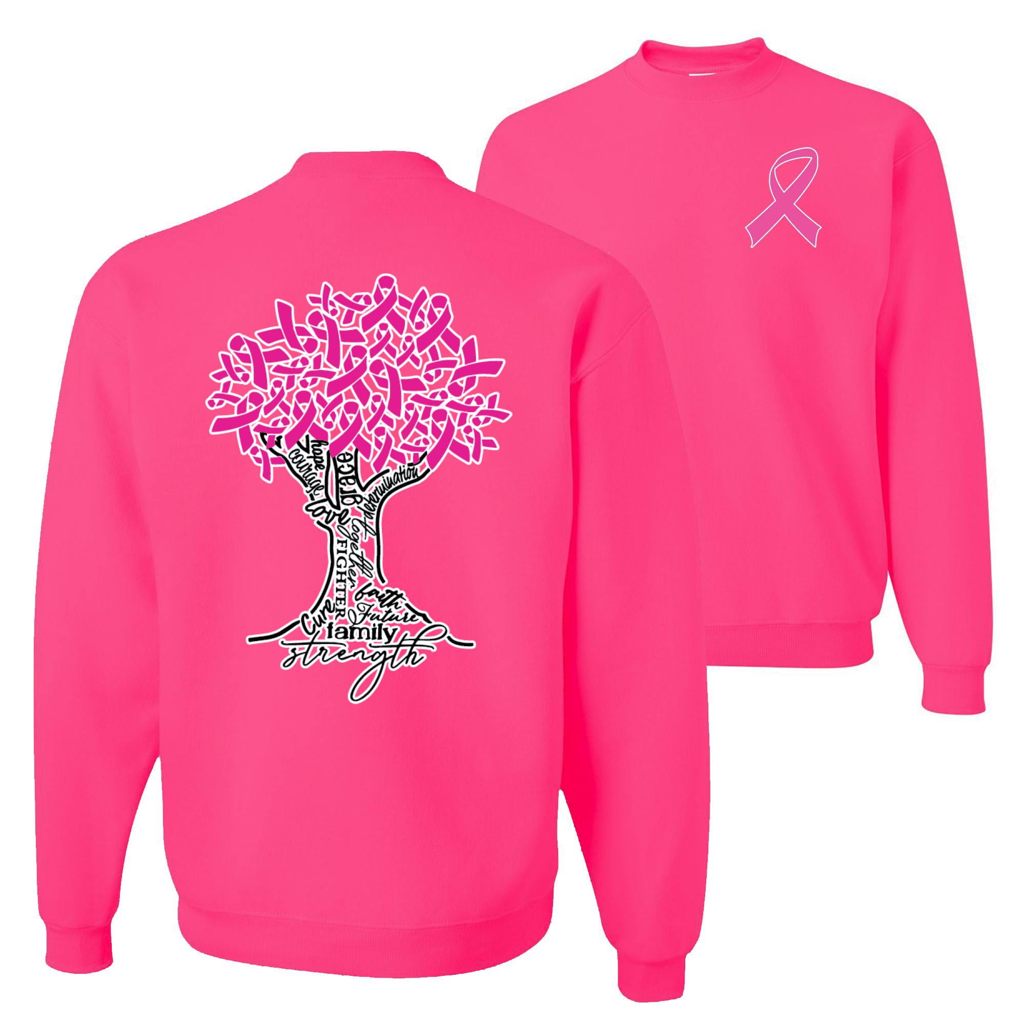 Breast Cancer Awareness Tree Family Pink Ribbon FRONT AND BACK Mens ...
