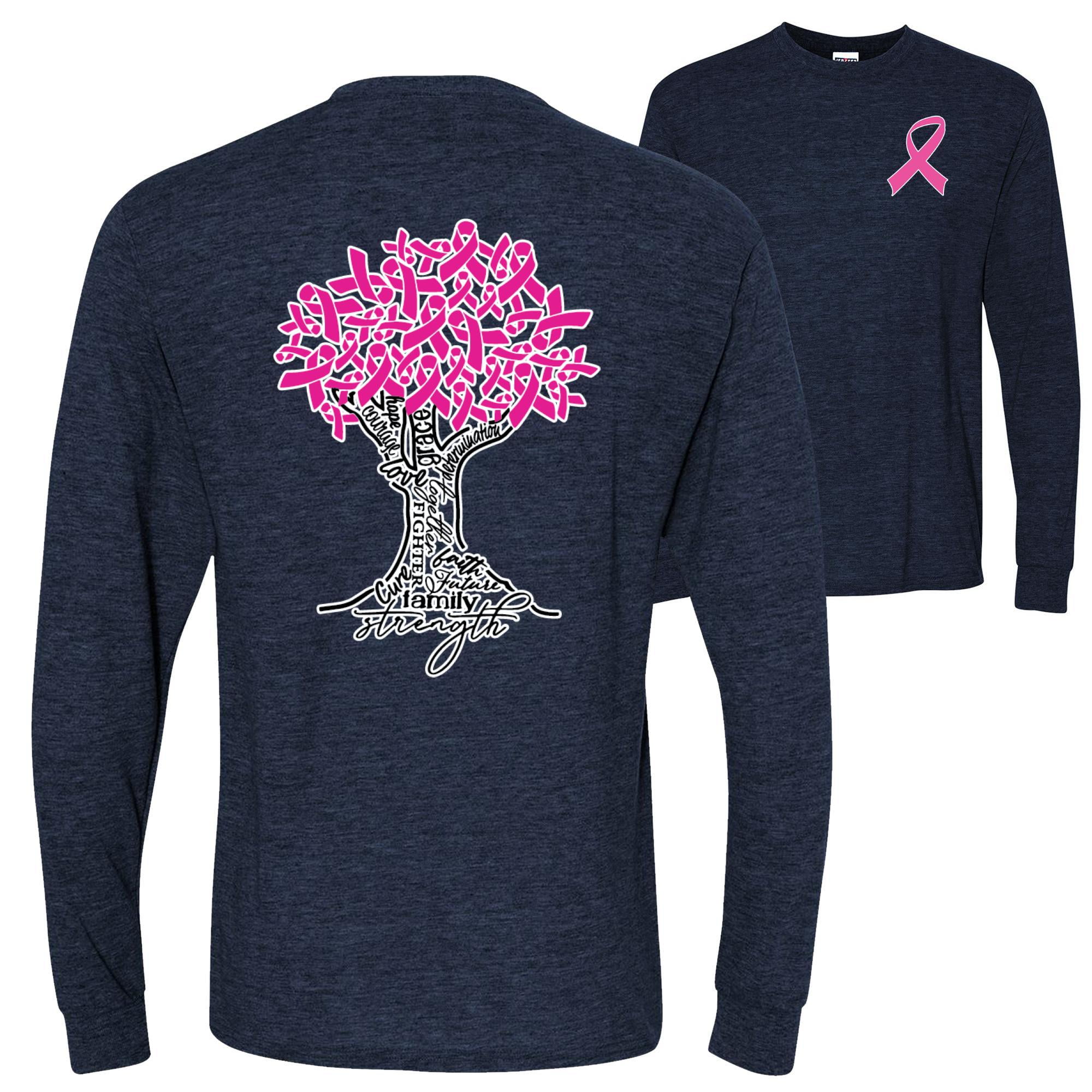 Breast Cancer Awareness Tree Family Pink Ribbon FRONT AND BACK Mens ...