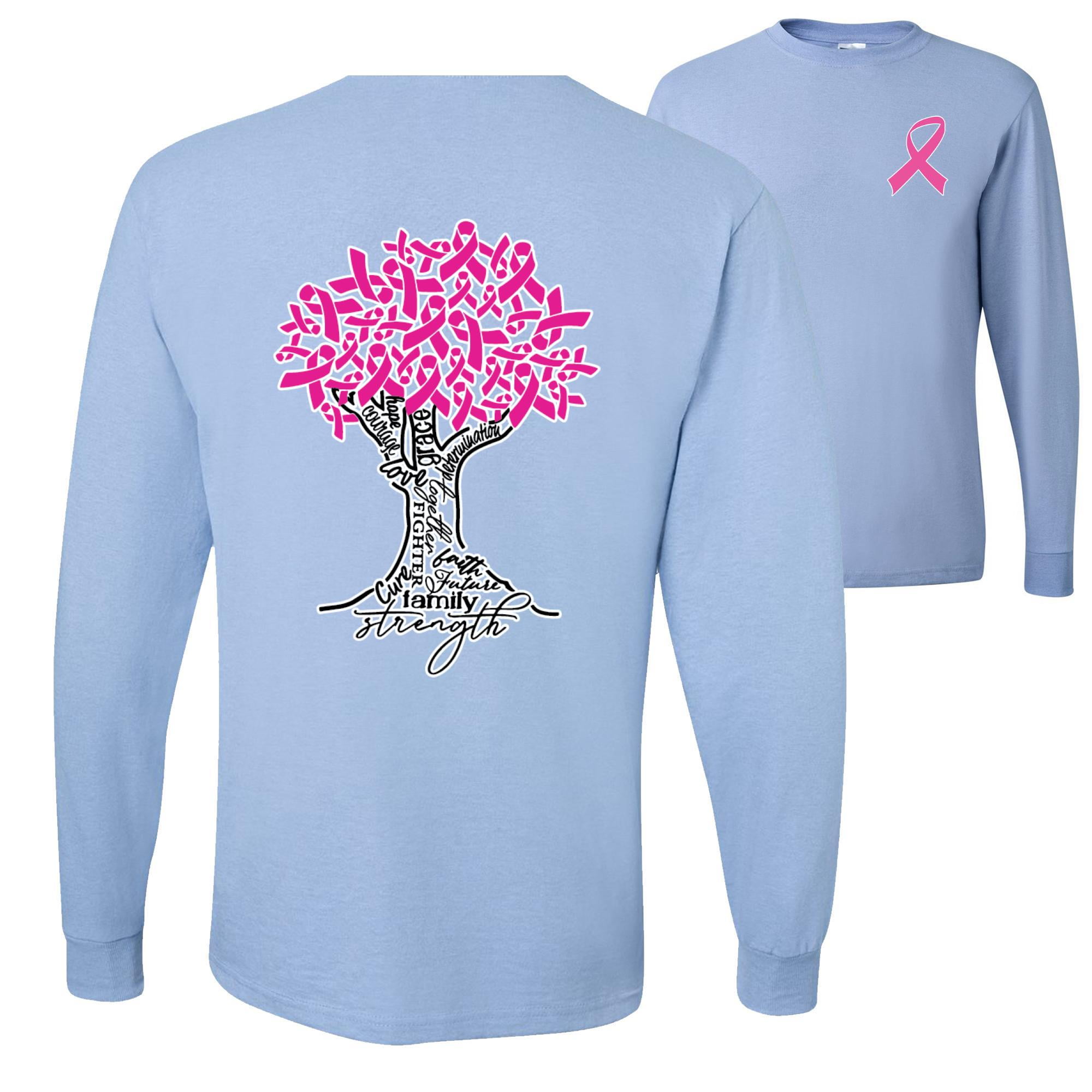 Breast Cancer Awareness Tree Family Pink Ribbon FRONT AND BACK Mens ...