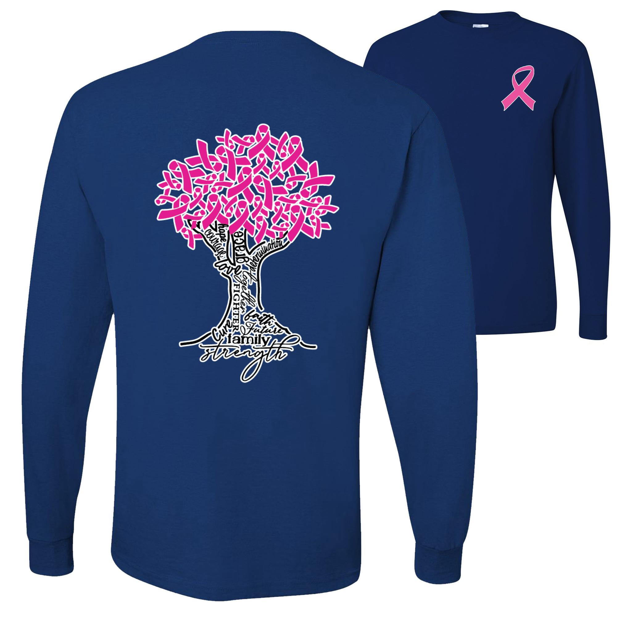 Breast Cancer Awareness Tree Family Pink Ribbon FRONT AND BACK Mens ...