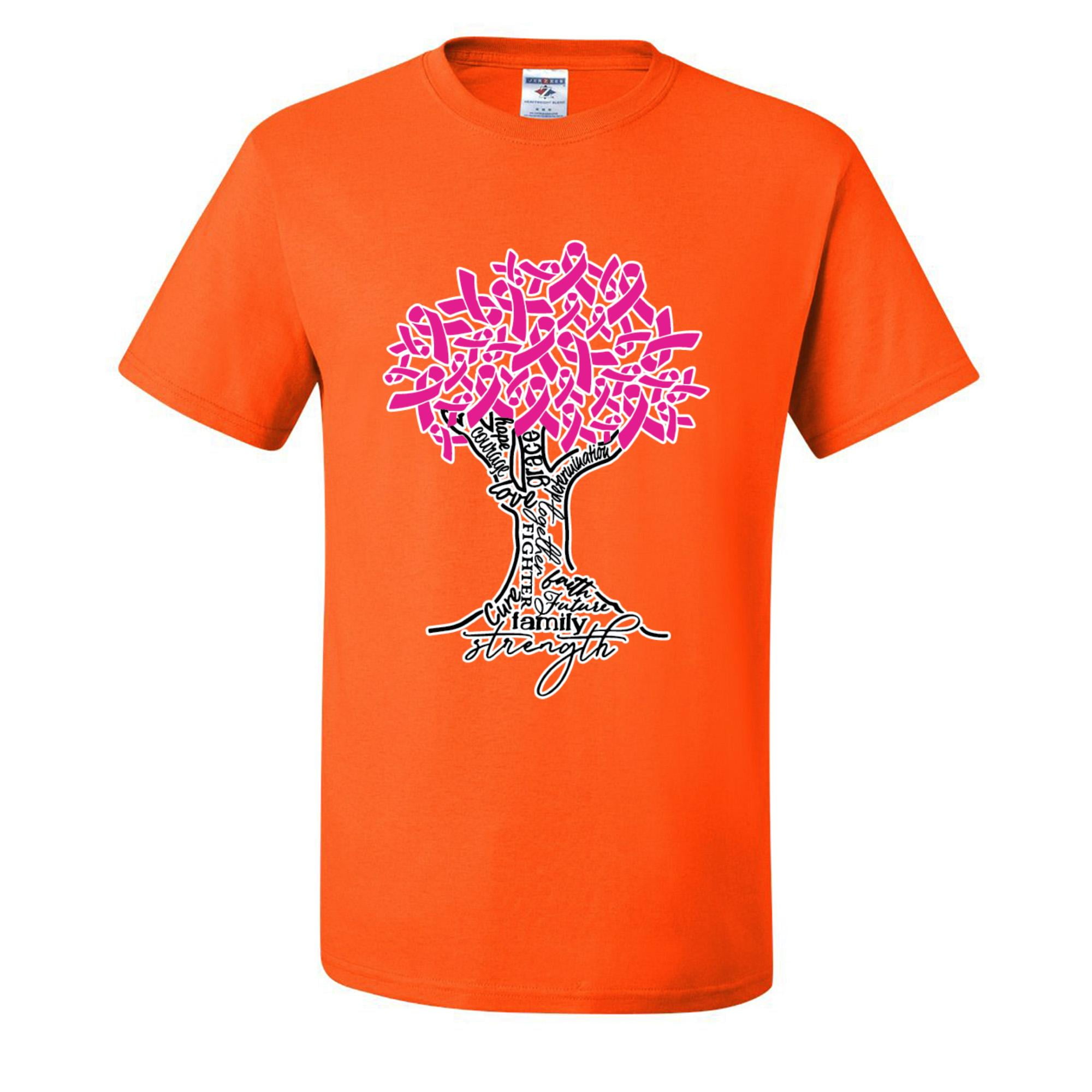 Breast Cancer Awareness Tree Family Strength Pink Ribbon Mens T-shirts ...