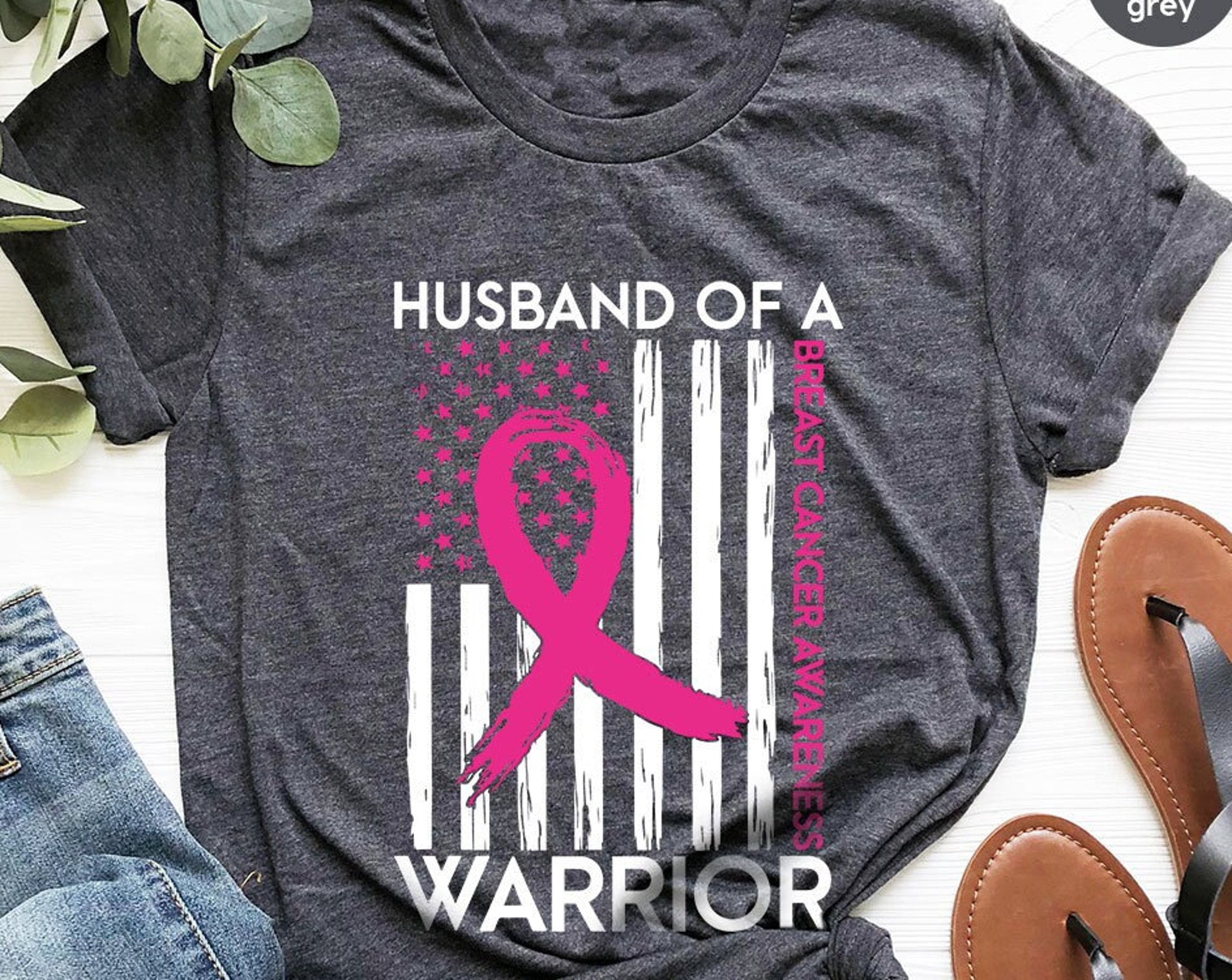 Breast Cancer Awareness Vneck TShirt USA Flag Graphic Tees Cancer ...